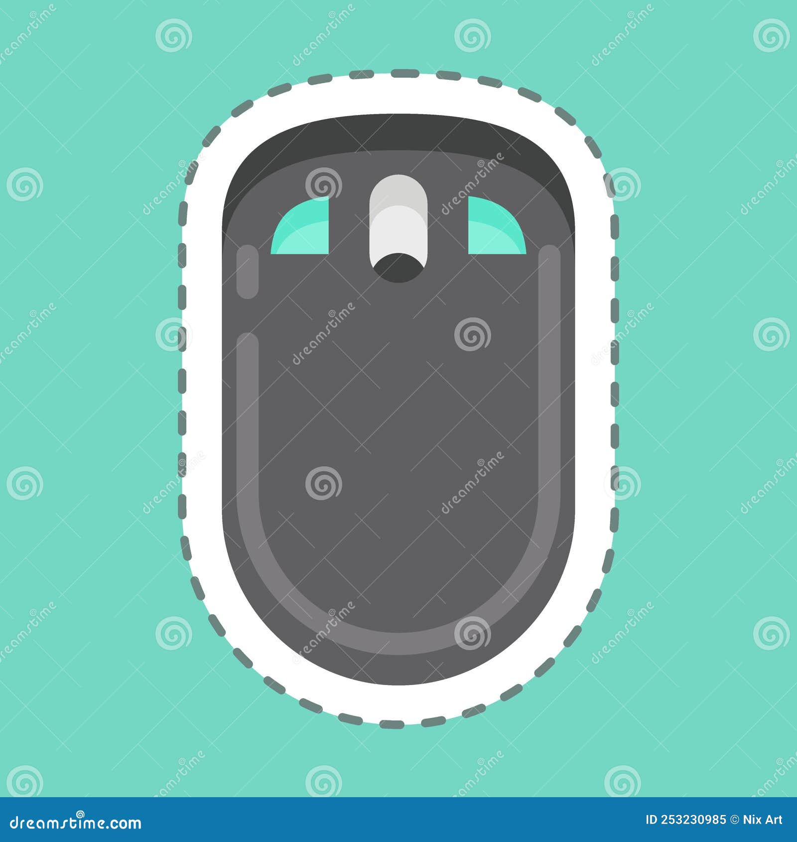 Sticker Line Cut Mouse. Suitable for Computer Components Symbol. Simple ...