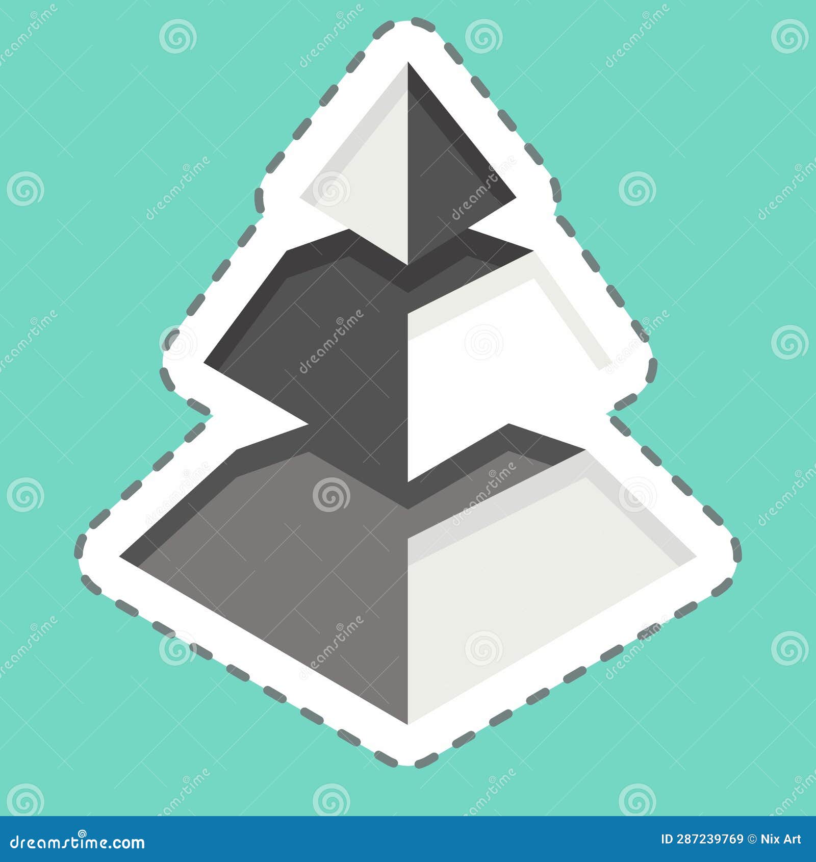 Sticker Line Cut Pyramid Chart. Related To 3D Visualization Symbol ...