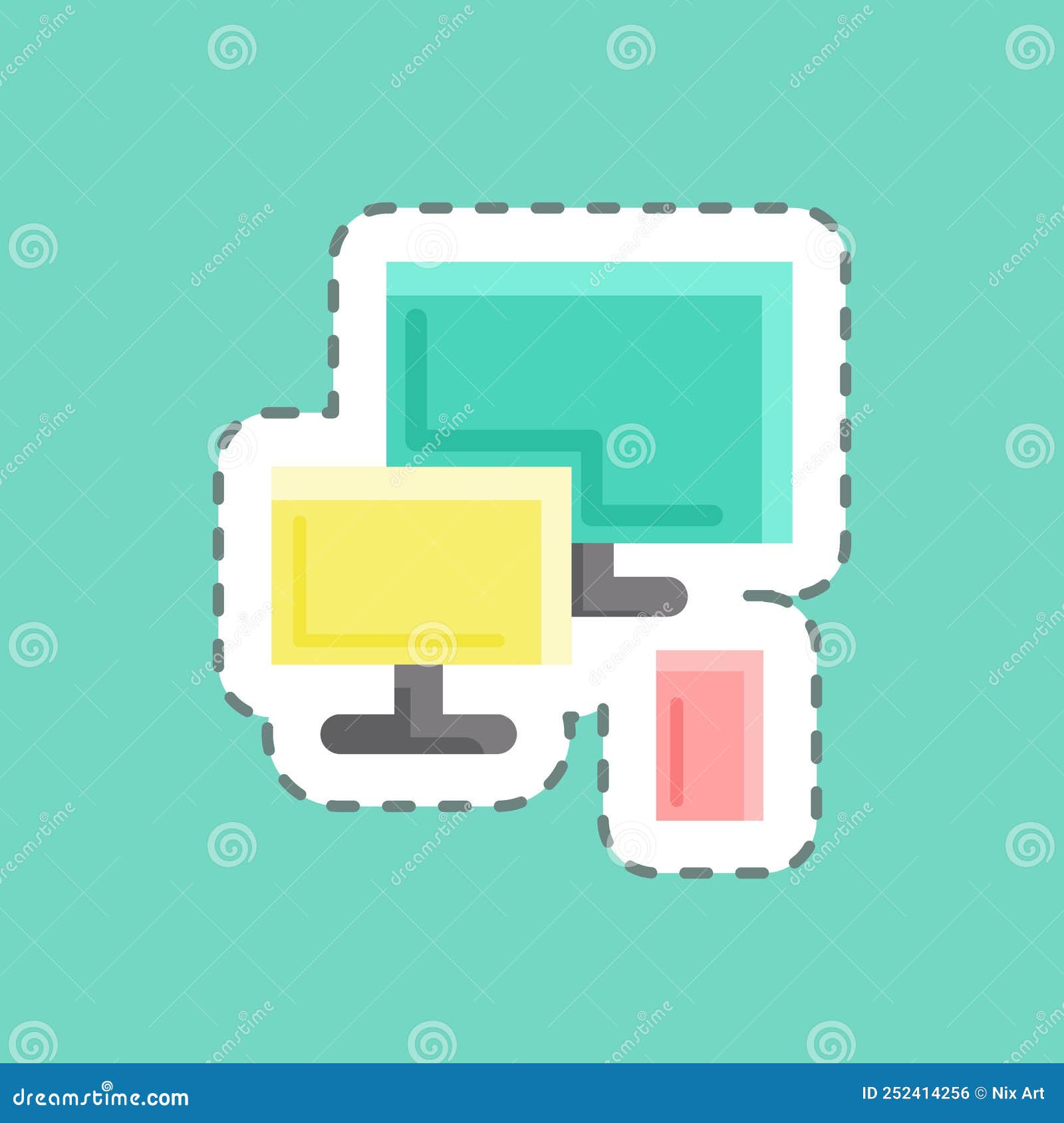 Sticker Line Cut Responsive. Suitable for Startup Symbol. Simple Design ...