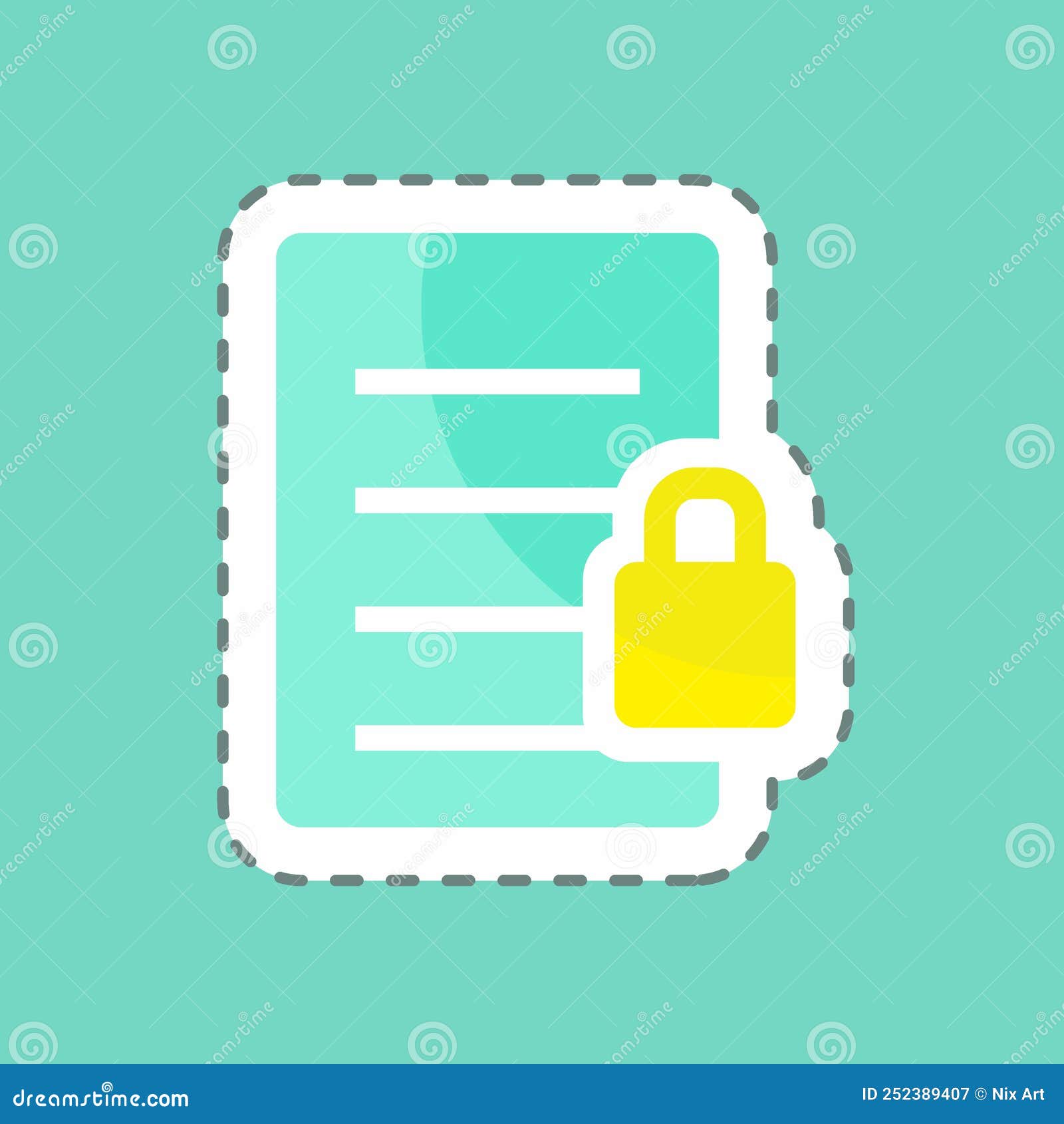Sticker Line Cut Secure Document. Suitable for User Interface Symbol ...
