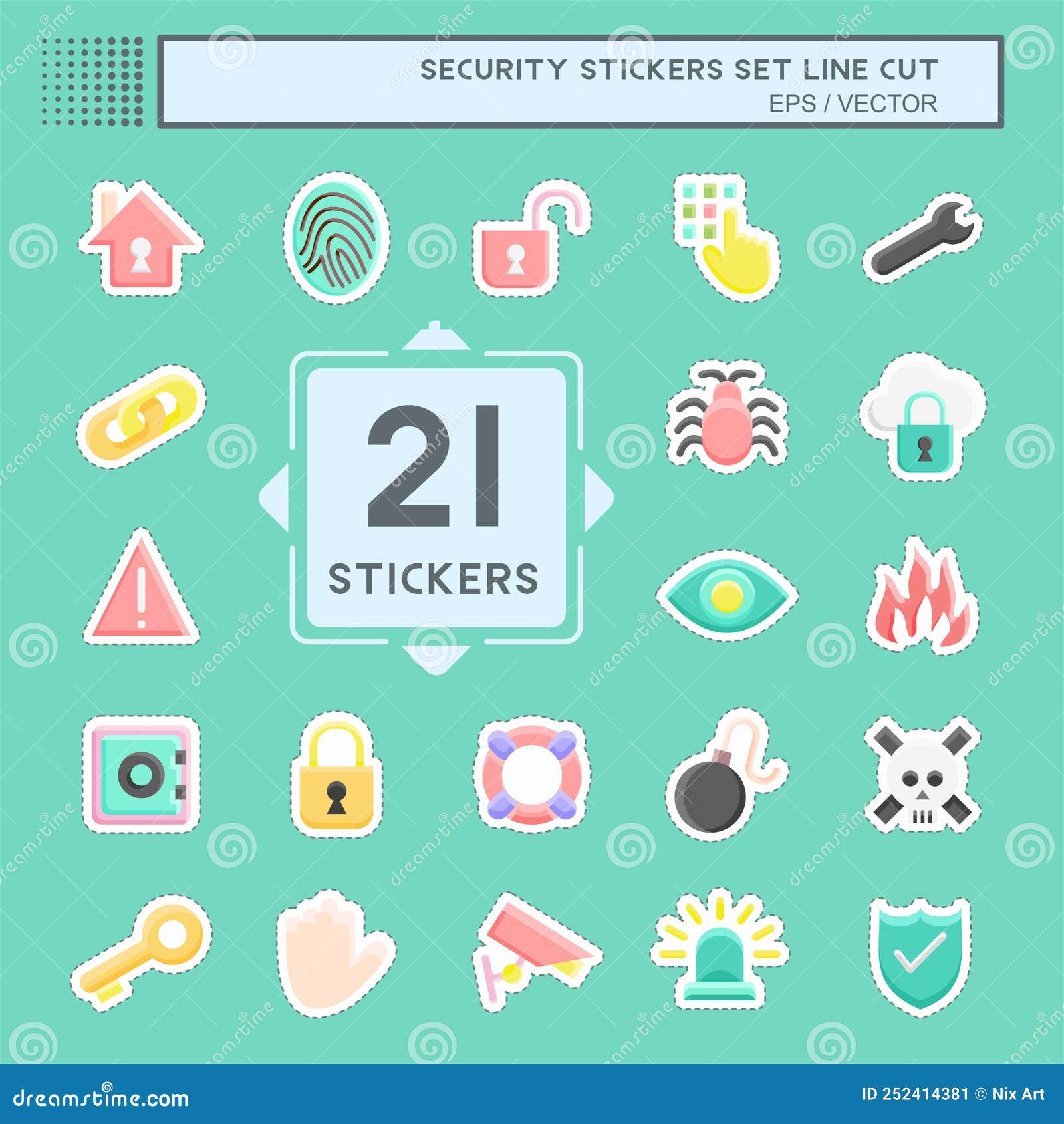 Sticker Line Cut Set Security. Suitable for Education Symbol. Simple ...