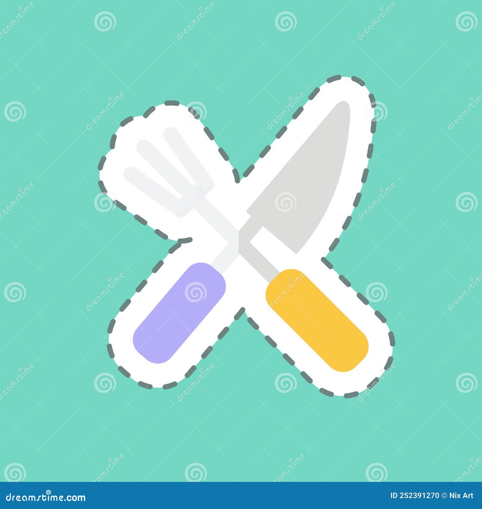 Sticker Line Cut Sharp Tools. Suitable for Garden Symbol. Simple Design ...