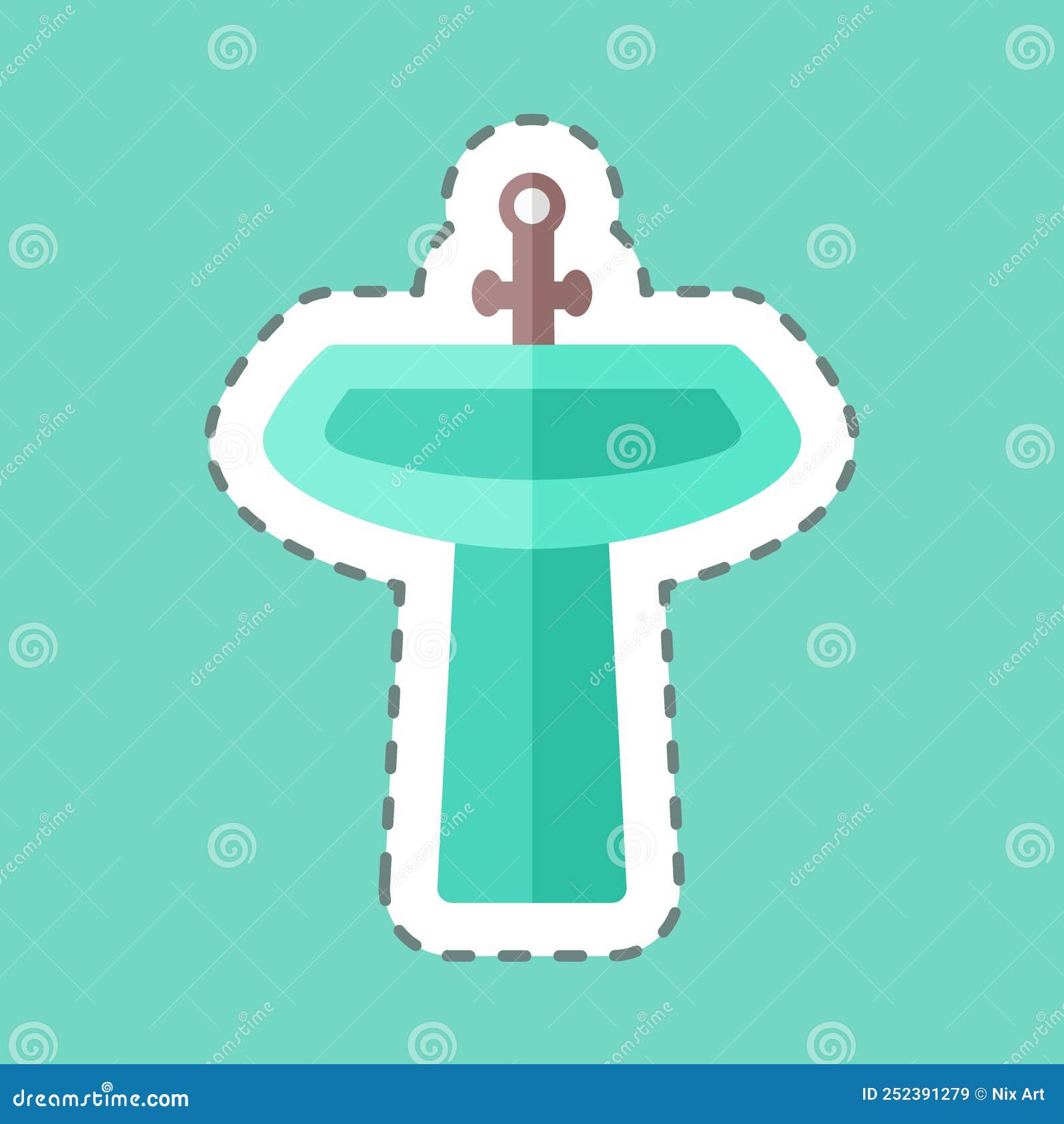 Sticker Line Cut Sink. Suitable for Home Symbol. Simple Design Editable ...