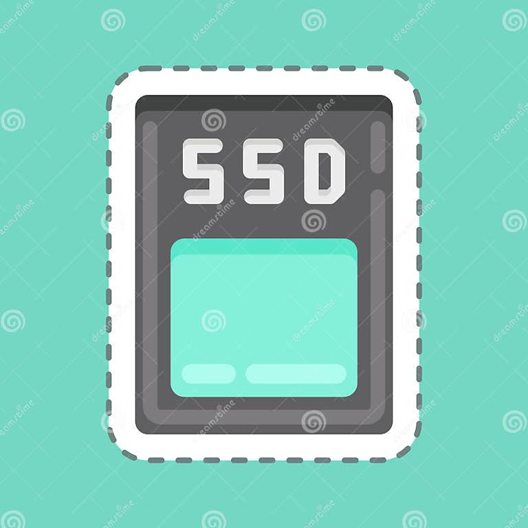 Sticker Line Cut SSD. Suitable for Computer Components Symbol. Simple ...