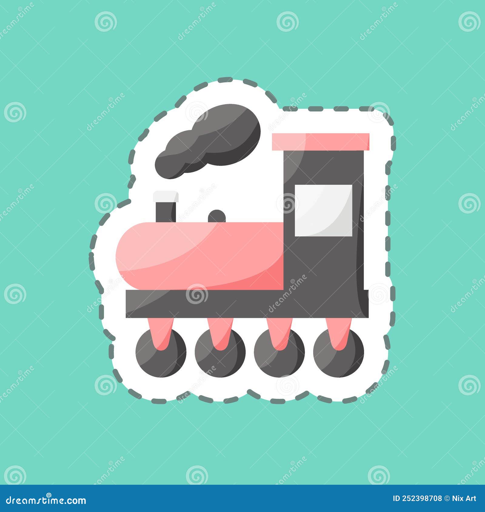 Sticker Line Cut Steam Train. Suitable for Education Symbol. Simple ...