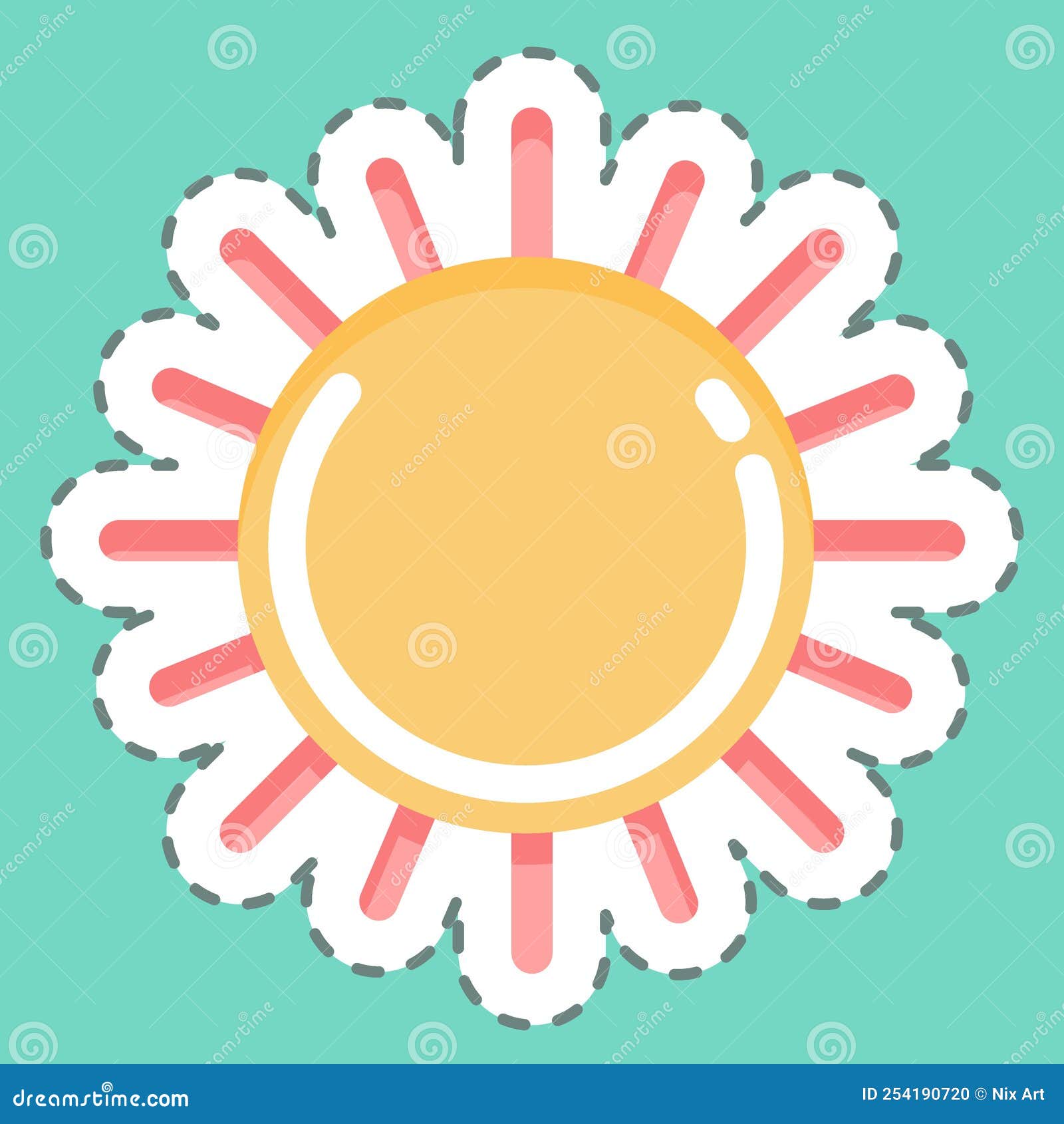 Sticker Line Cut Sun. Suitable for Summer Symbol. Simple Design ...