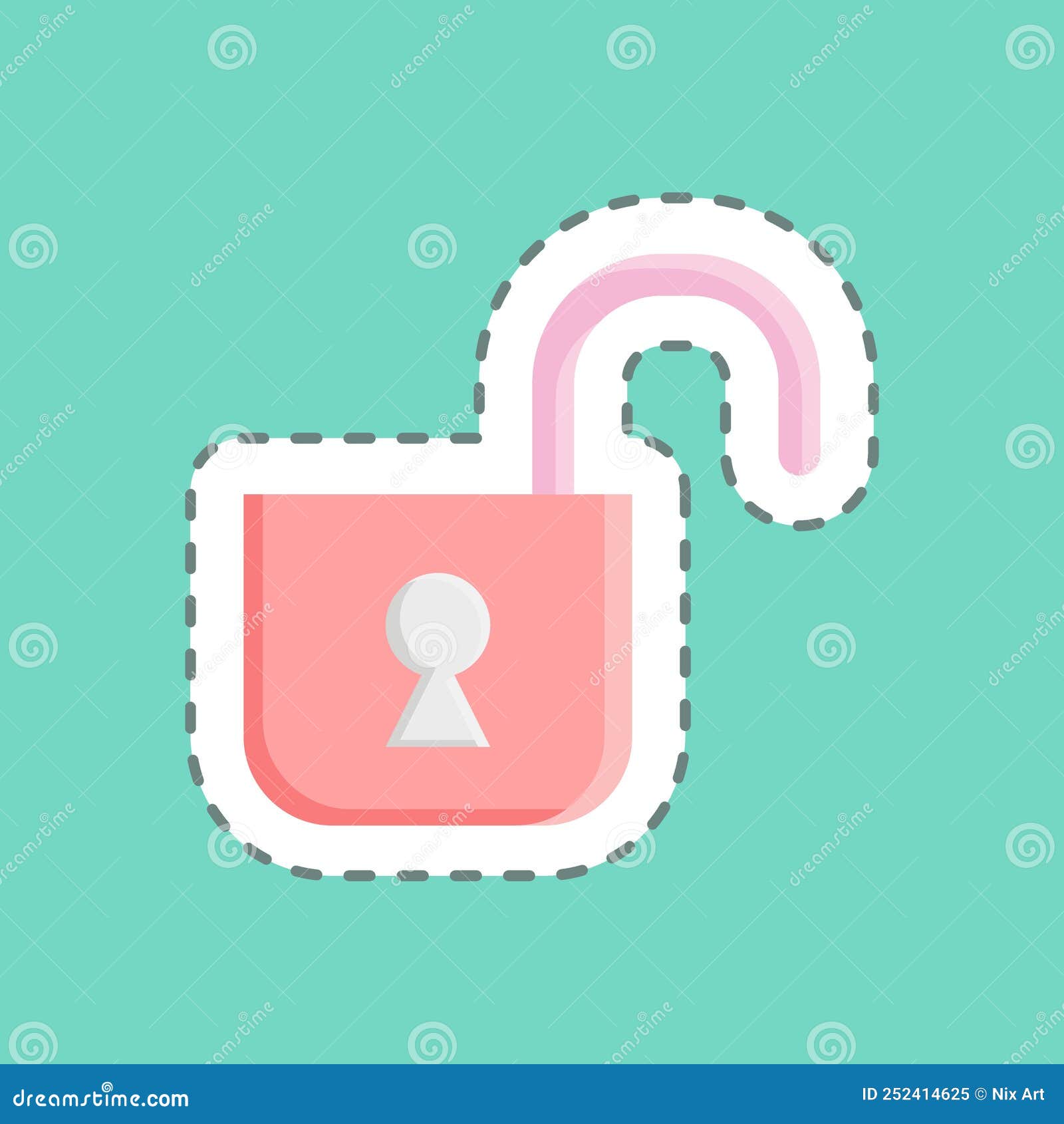 Sticker Line Cut Unlocked. Suitable for Security Symbol. Simple Design ...