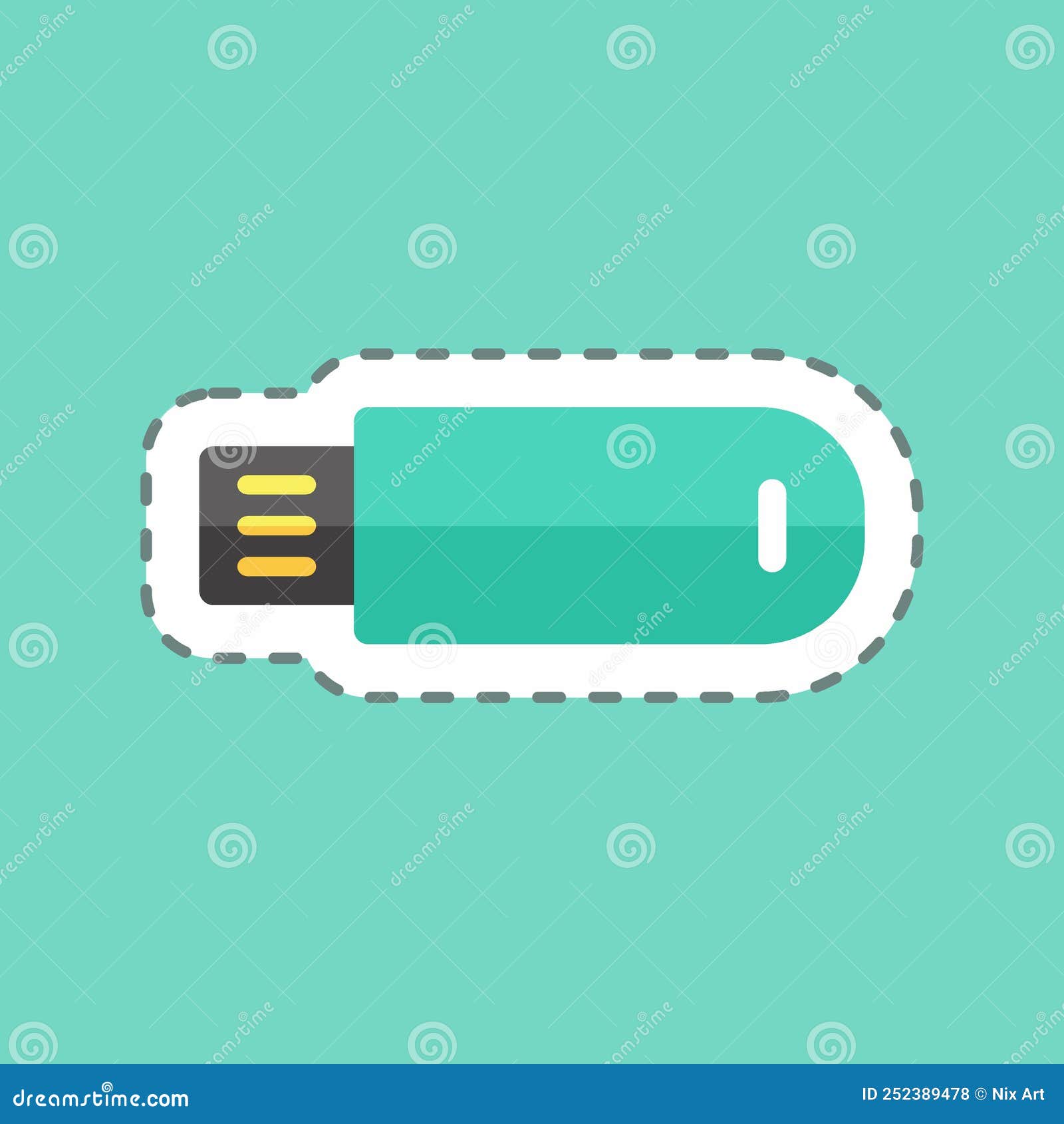 Sticker Line Cut USB Cable. Suitable for Education Symbol. Simple ...