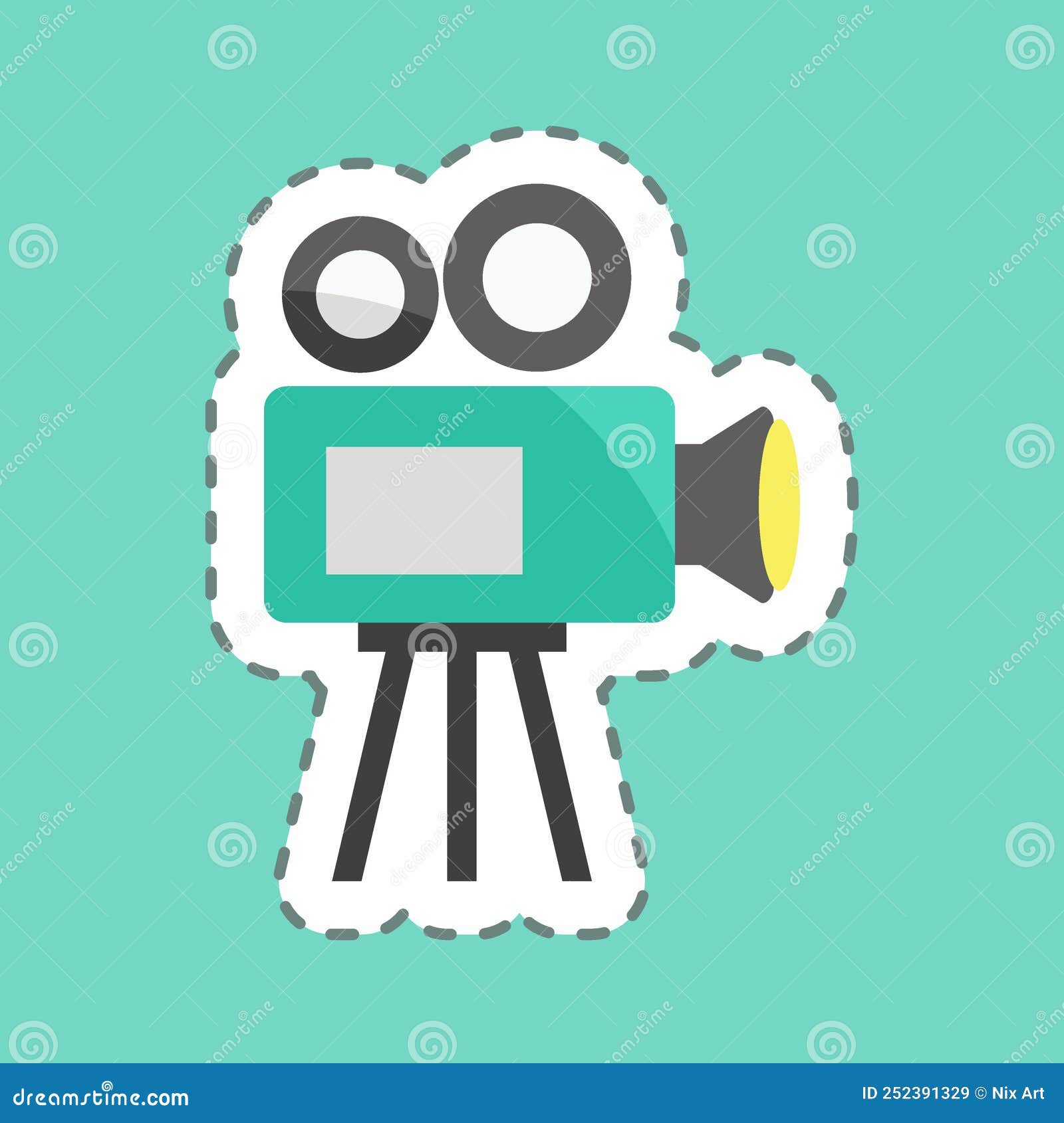 Sticker Line Cut Video Camera. Suitable for Wedding Symbol. Simple ...