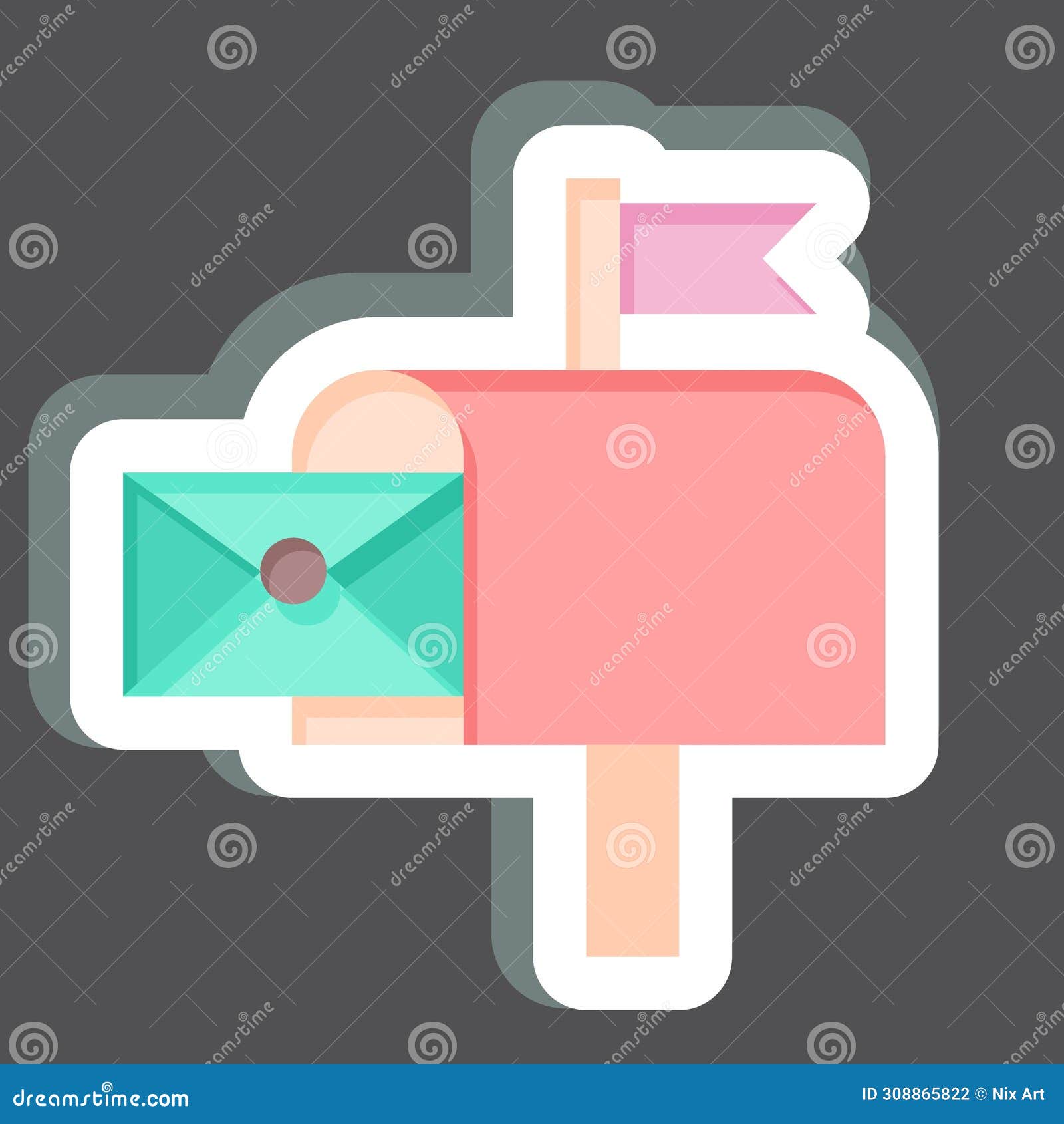 Sticker Mail Box. Related To Post Office Symbol. Simple Design Editable ...