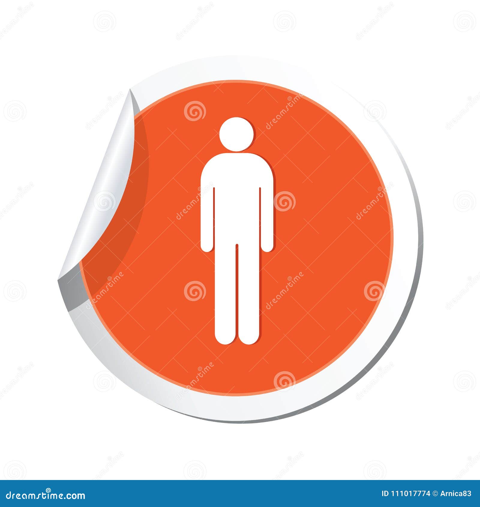 Sticker with man icon stock vector. Illustration of door - 111017774