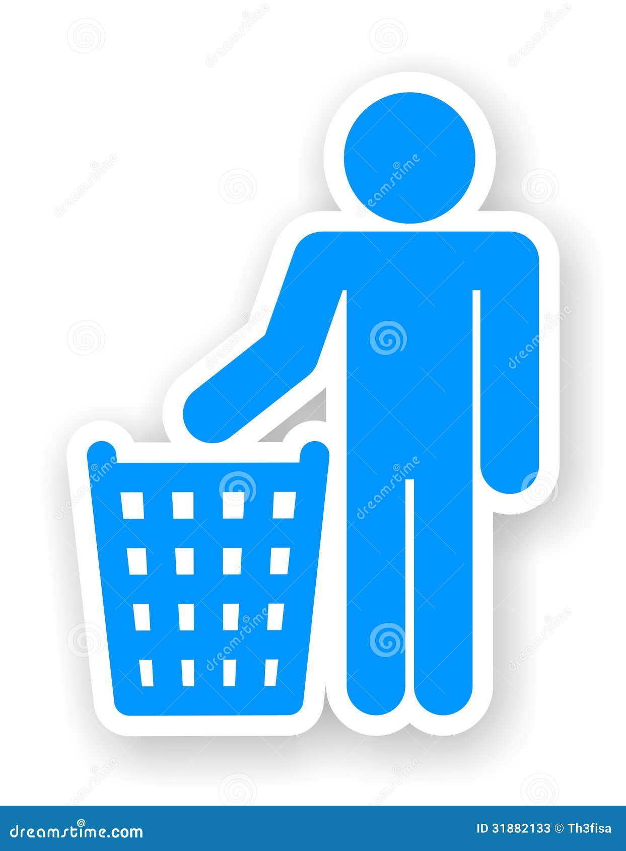 Sticker of Man with a Trash Symbol Stock Illustration - Illustration of ...