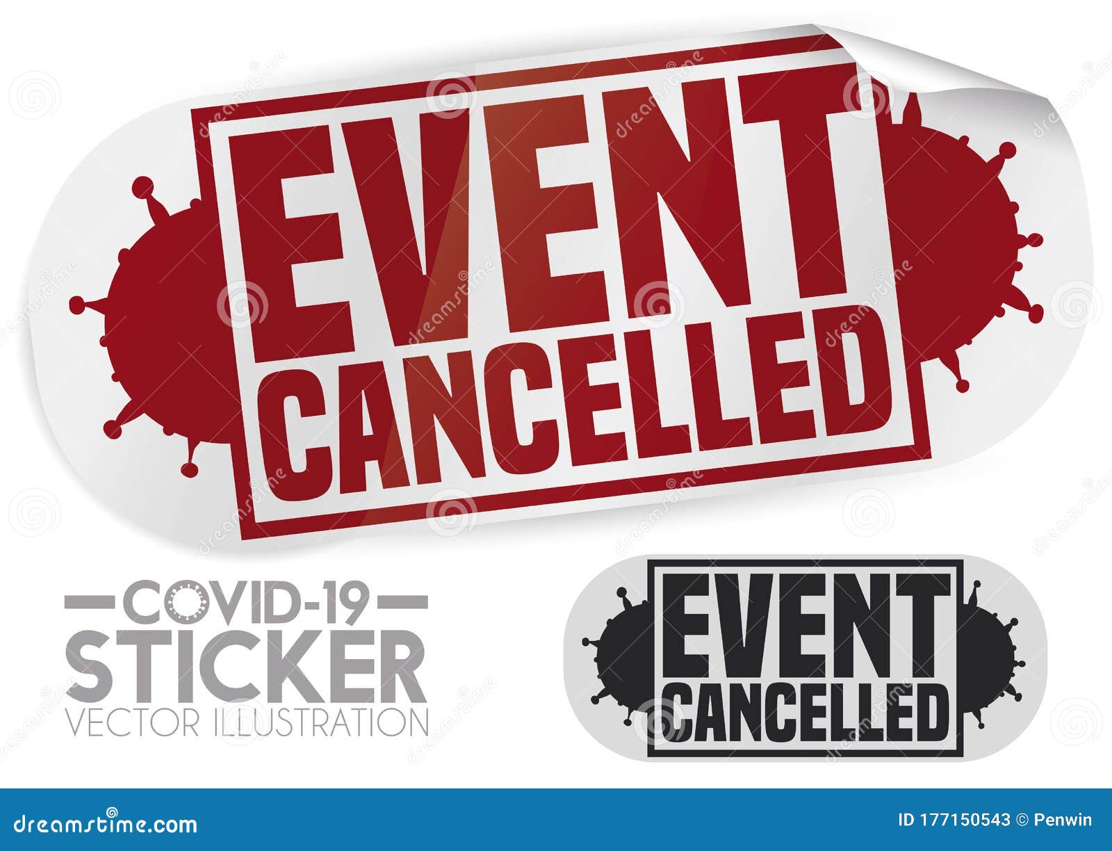 Sticker with Message for Event Cancelled Due COVID-19 Outbreak, Vector ...