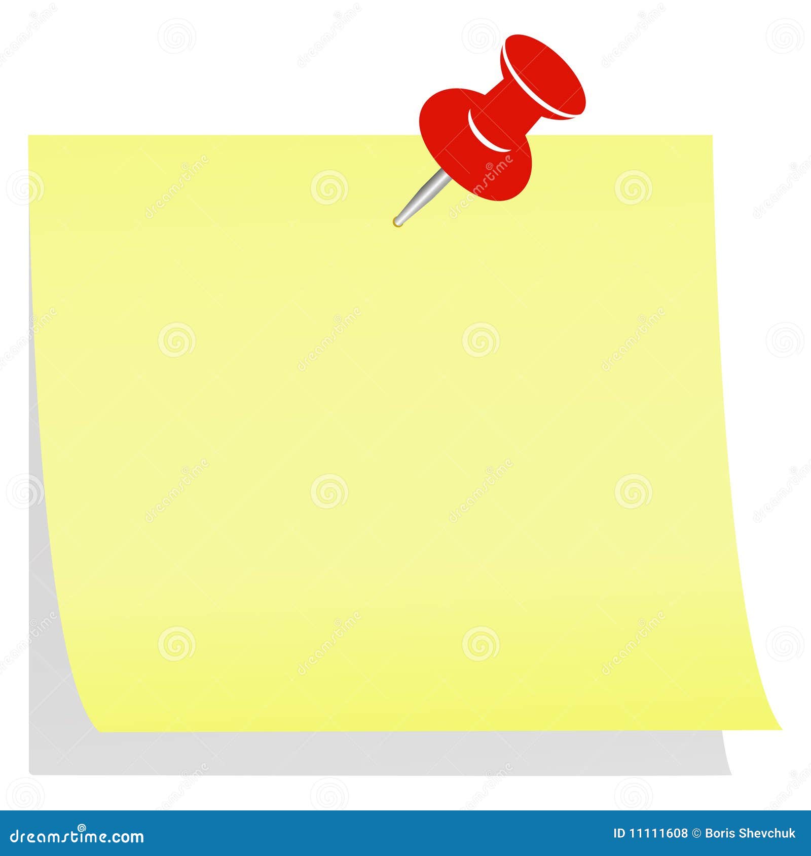 Sticker met een punaise. vector illustratie. Illustration of nota ...