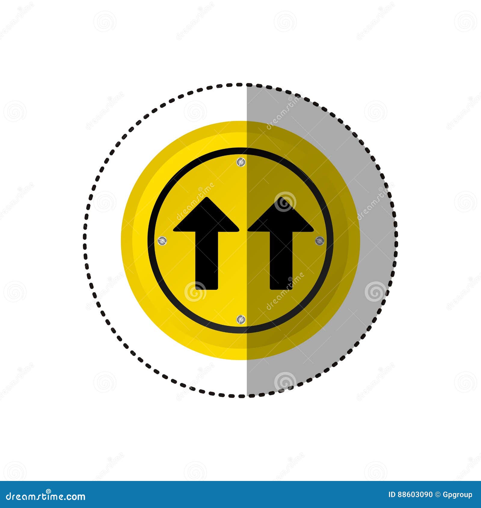 Sticker Metallic Realistic Circular Frame Same Direction Arrow Road ...