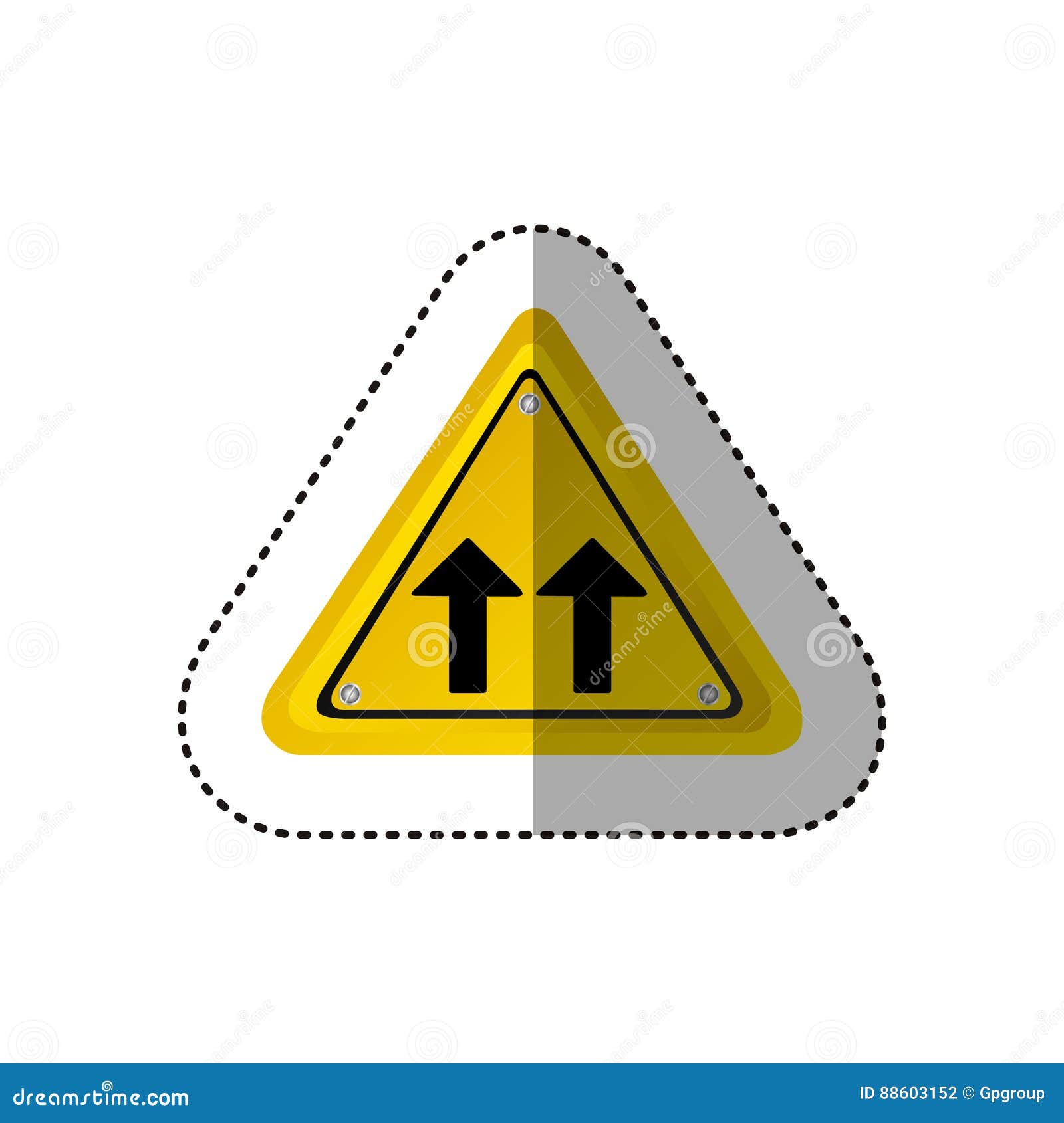 Sticker Metallic Realistic Yellow Triangle Shape Frame Same Direction ...