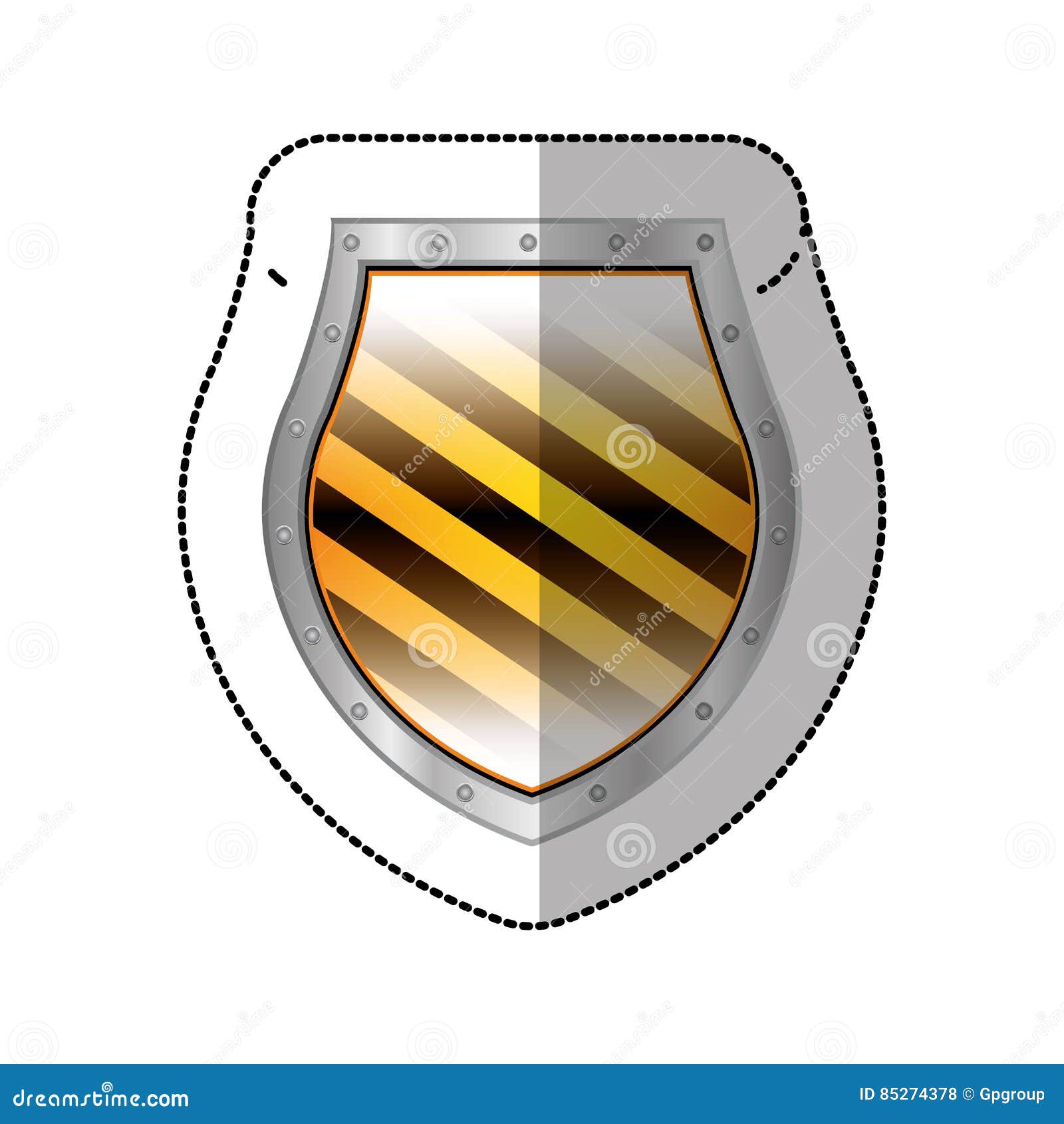 Sticker Metallic Rounded Borders Shield with Colorful Diagonal Lines ...