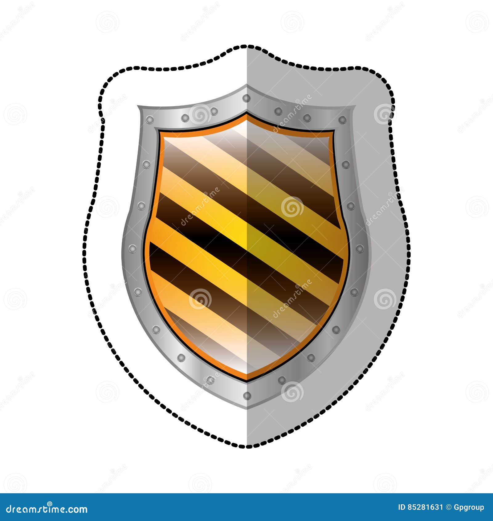 Sticker Metallic Rounded Borders Shield with Colorful Diagonal Lines ...