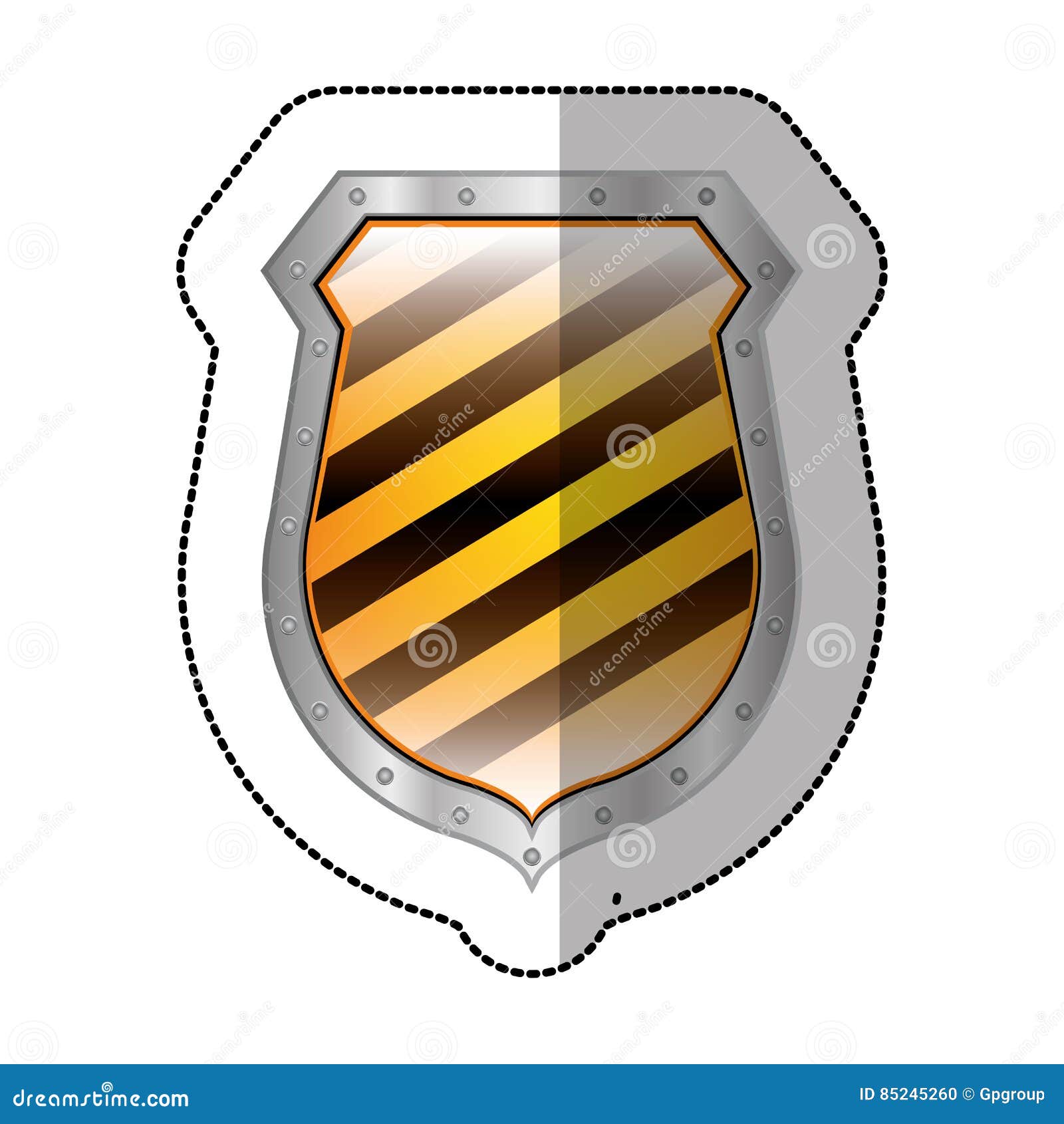 Sticker Metallic Shield with Colorful Diagonal Lines Shape Stock ...