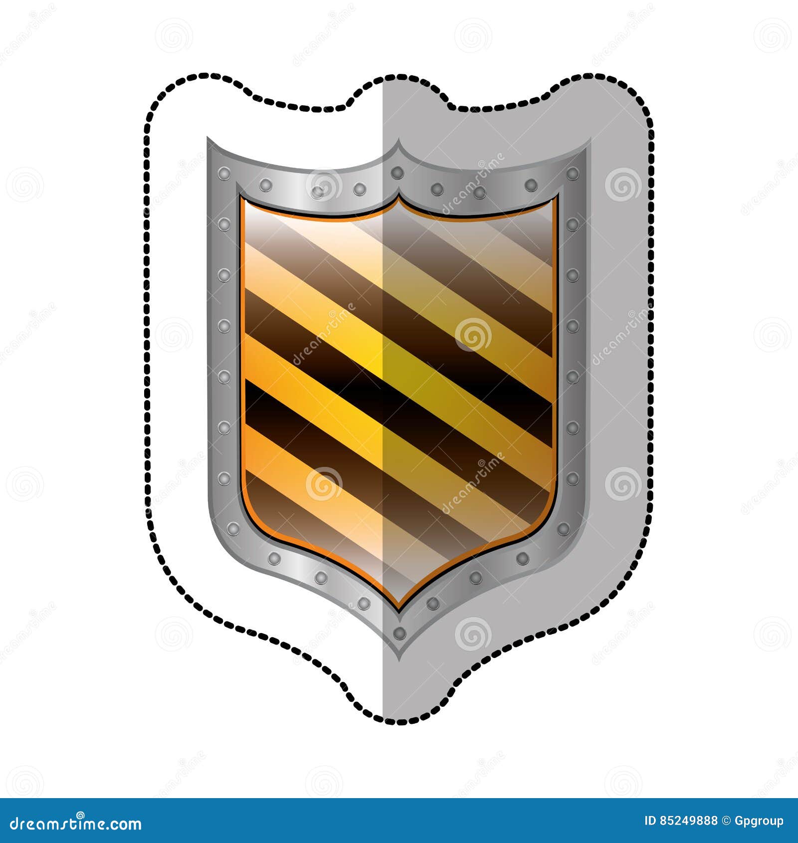 Sticker Metallic Shield with Colorful Diagonal Lines Shape Stock ...