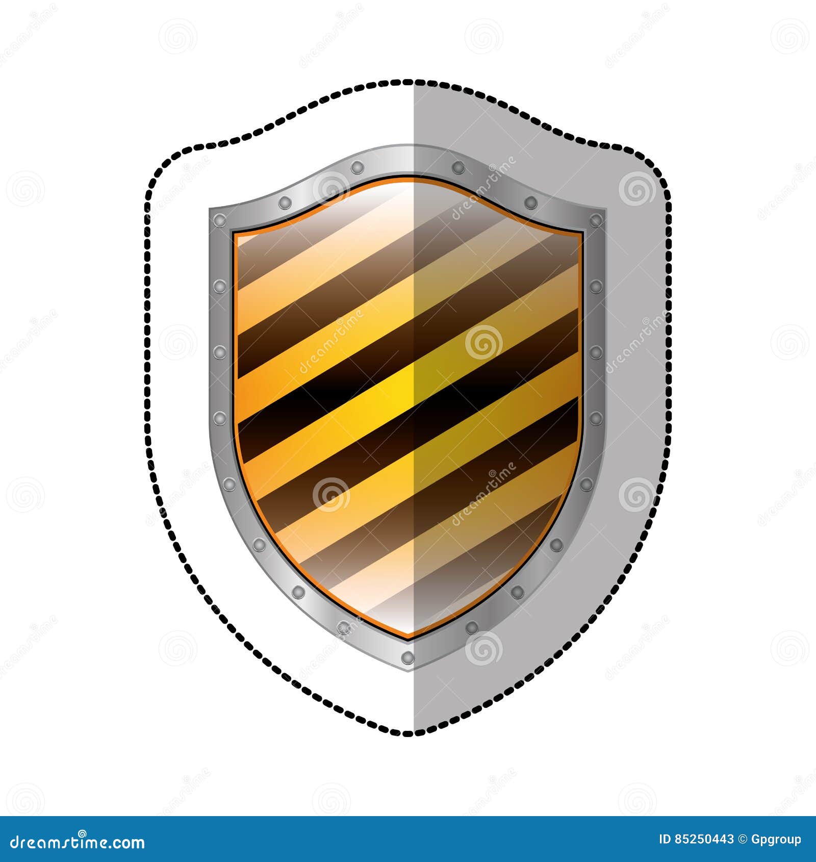 Sticker Metallic Shield with Colorful Diagonal Lines Shape Stock ...