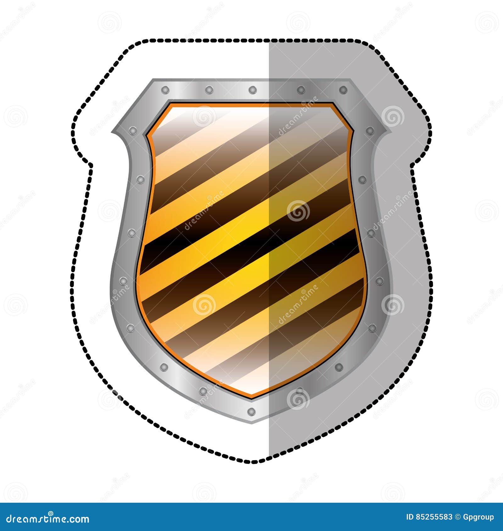 Sticker Metallic Shield with Colorful Diagonal Lines Shape Stock ...