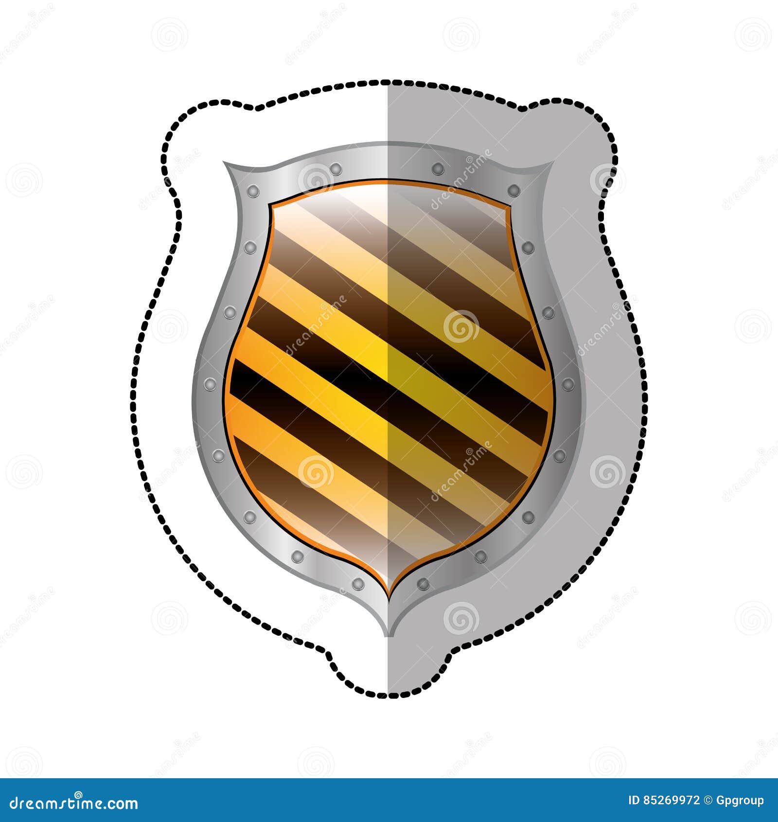 Sticker Metallic Shield with Colorful Diagonal Lines Shape Stock ...