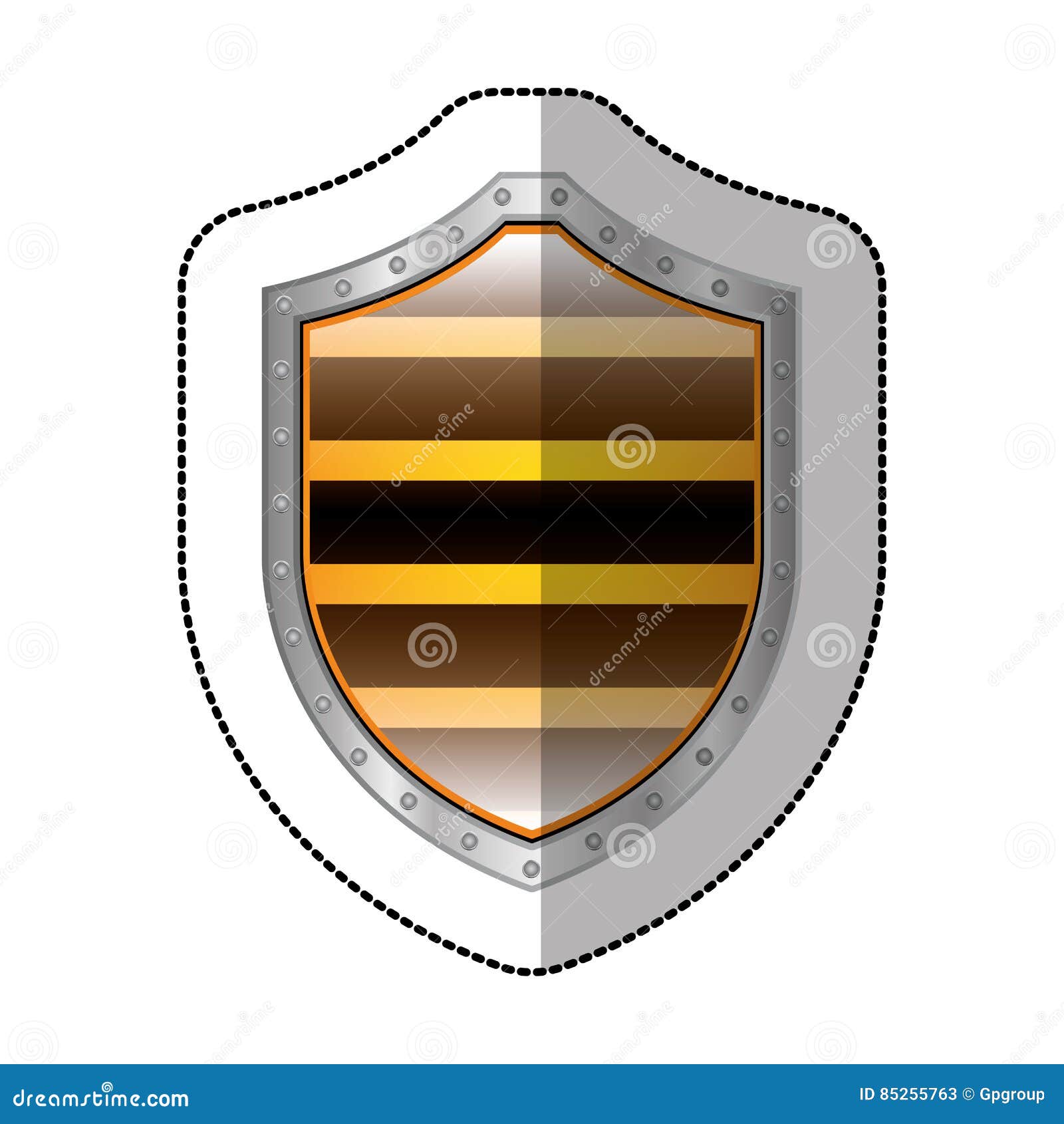 Sticker Metallic Shield with Colorful Horizontal Lines Shape Stock ...