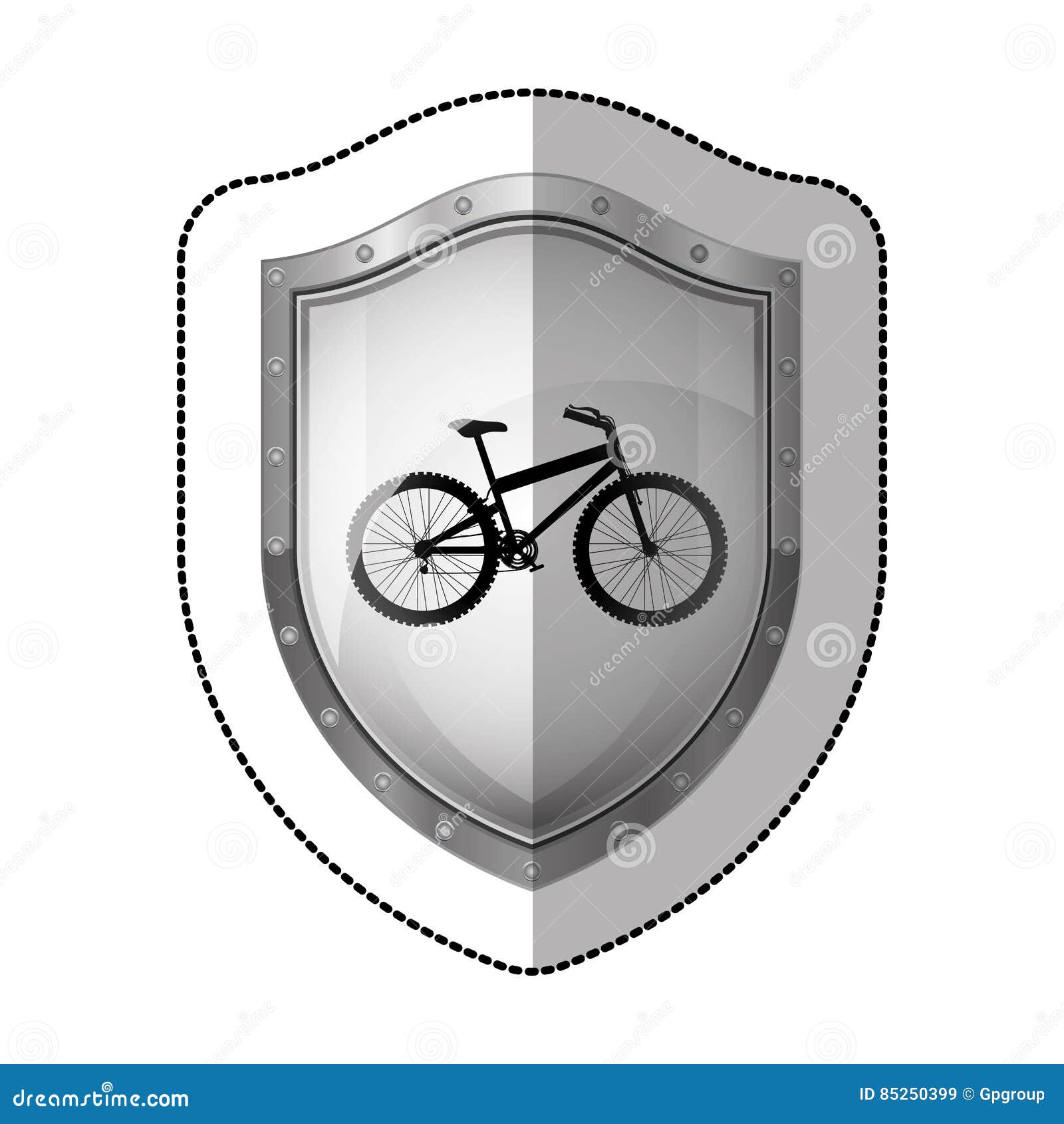 Sticker Metallic Shield with Silhouette Bicycle Stock Illustration ...