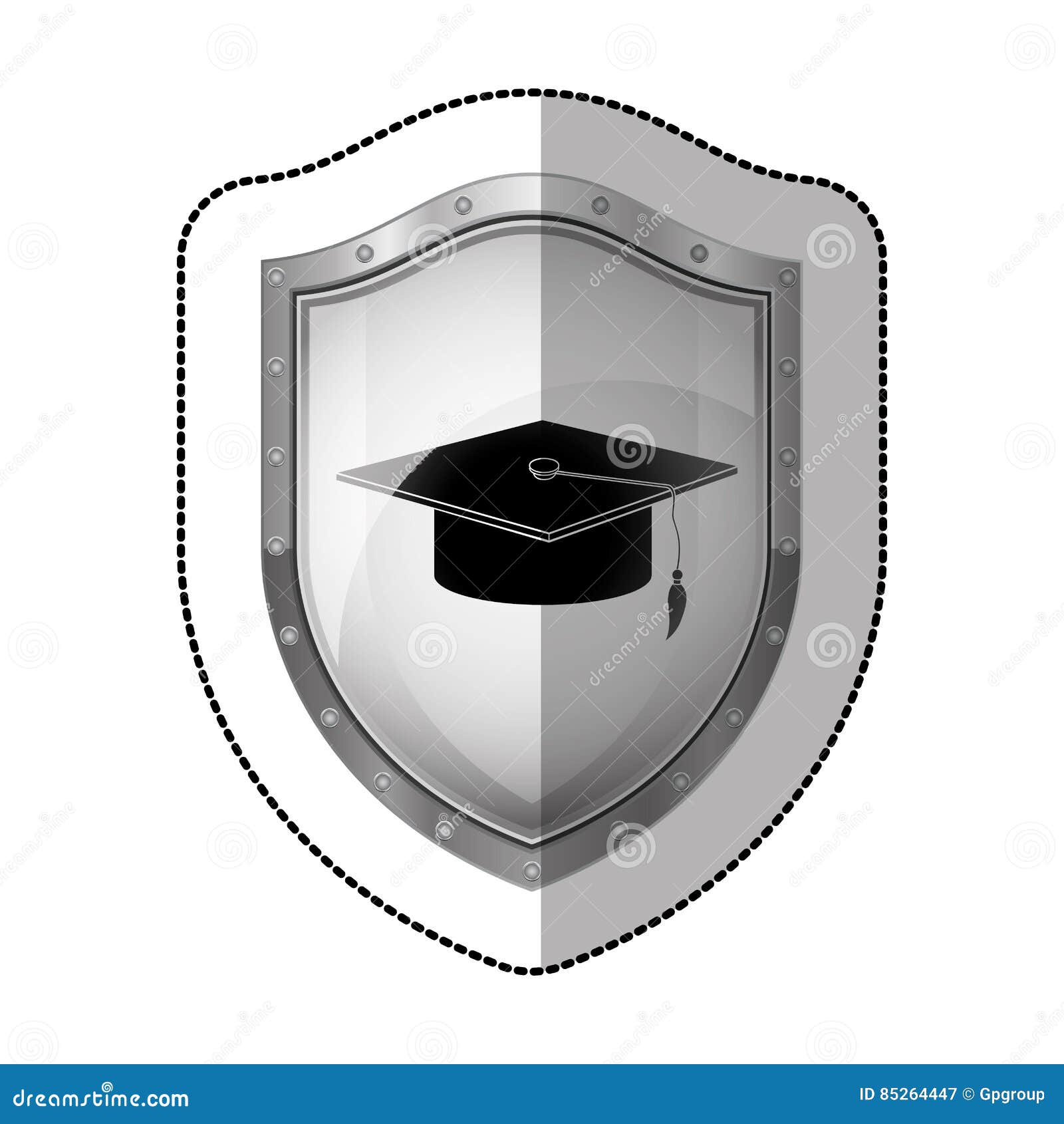Sticker Metallic Shield with Silhouette of Graduation Cap Stock ...