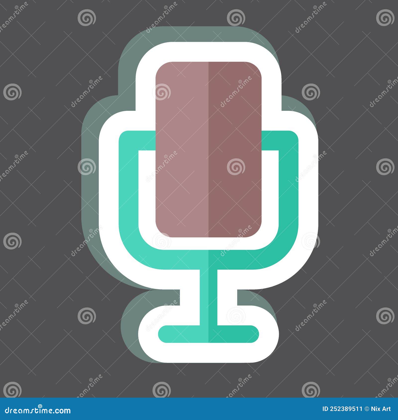 Sticker Microphone. Suitable for Education Symbol. Simple Design ...