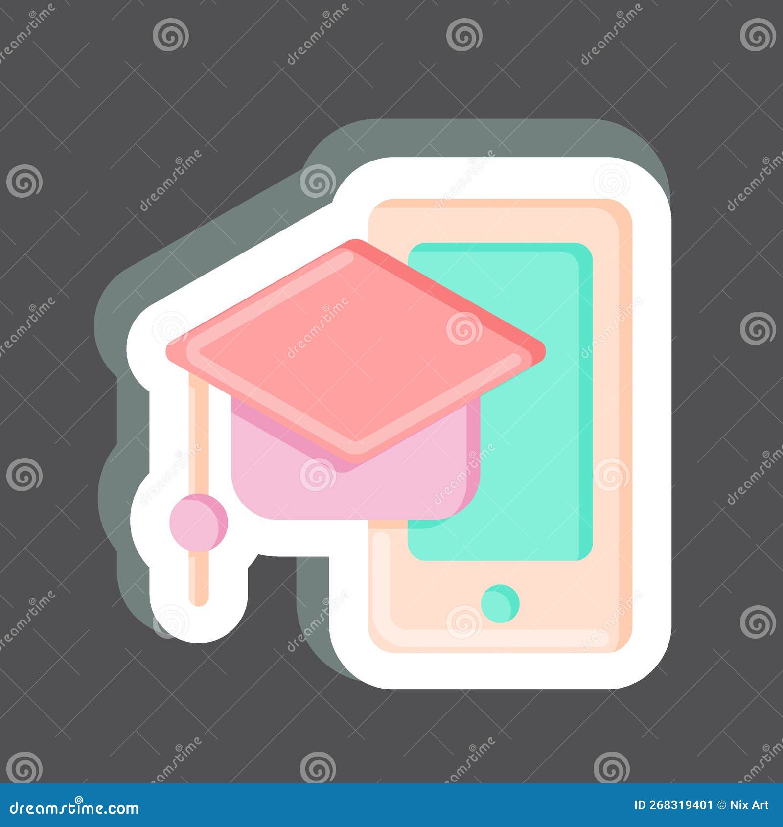 Sticker Mobile Learning. Related To Education Symbol. Simple Design ...