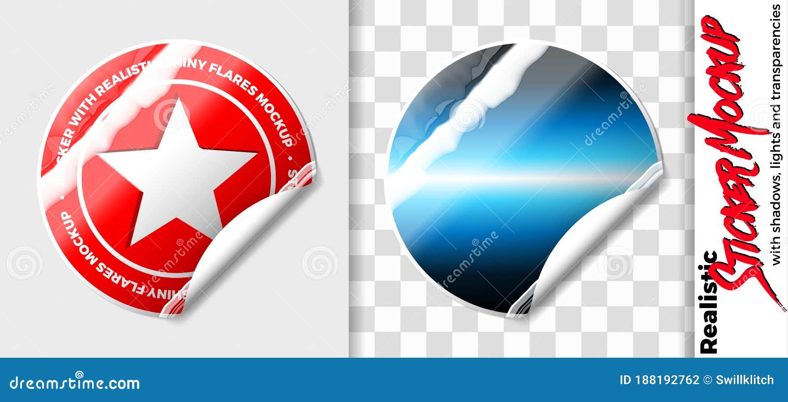 Sticker Mockup with Glossy Reflections or Flares. Template with ...