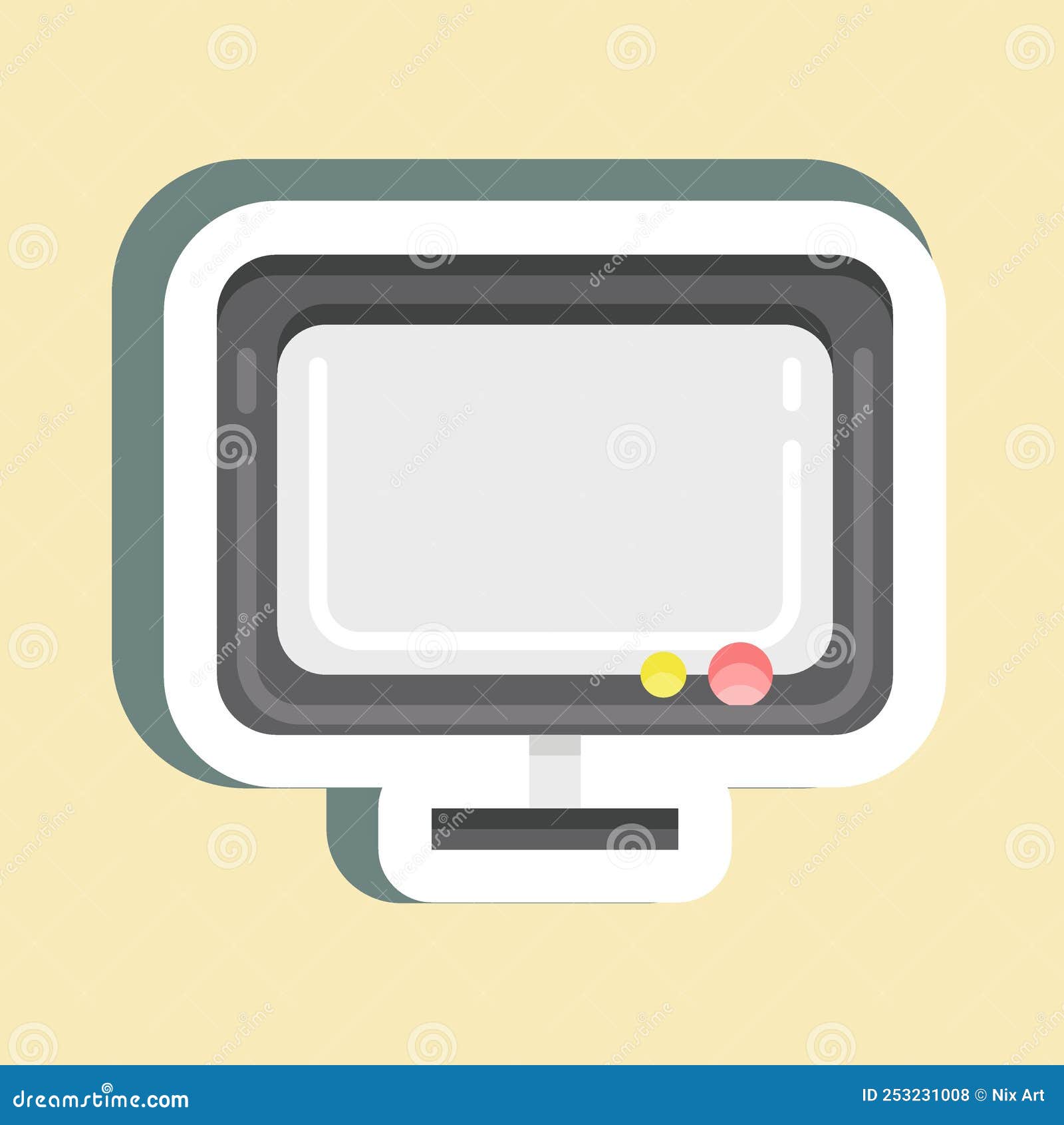 Sticker Monitor. Suitable for Computer Components Symbol. Simple Design ...