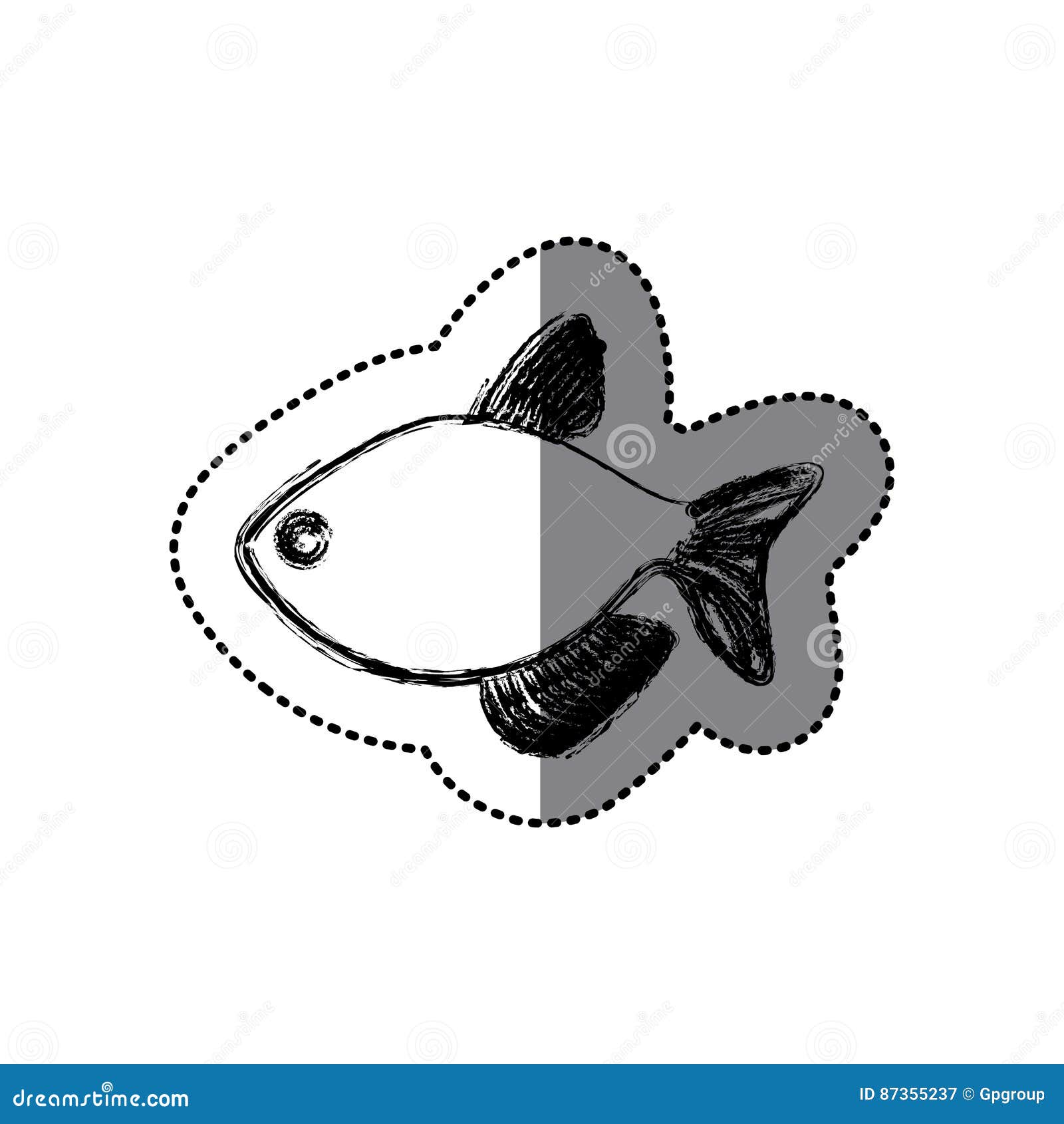 Contour Fish Illustrations In Stained Glass Style . Black Contour ...