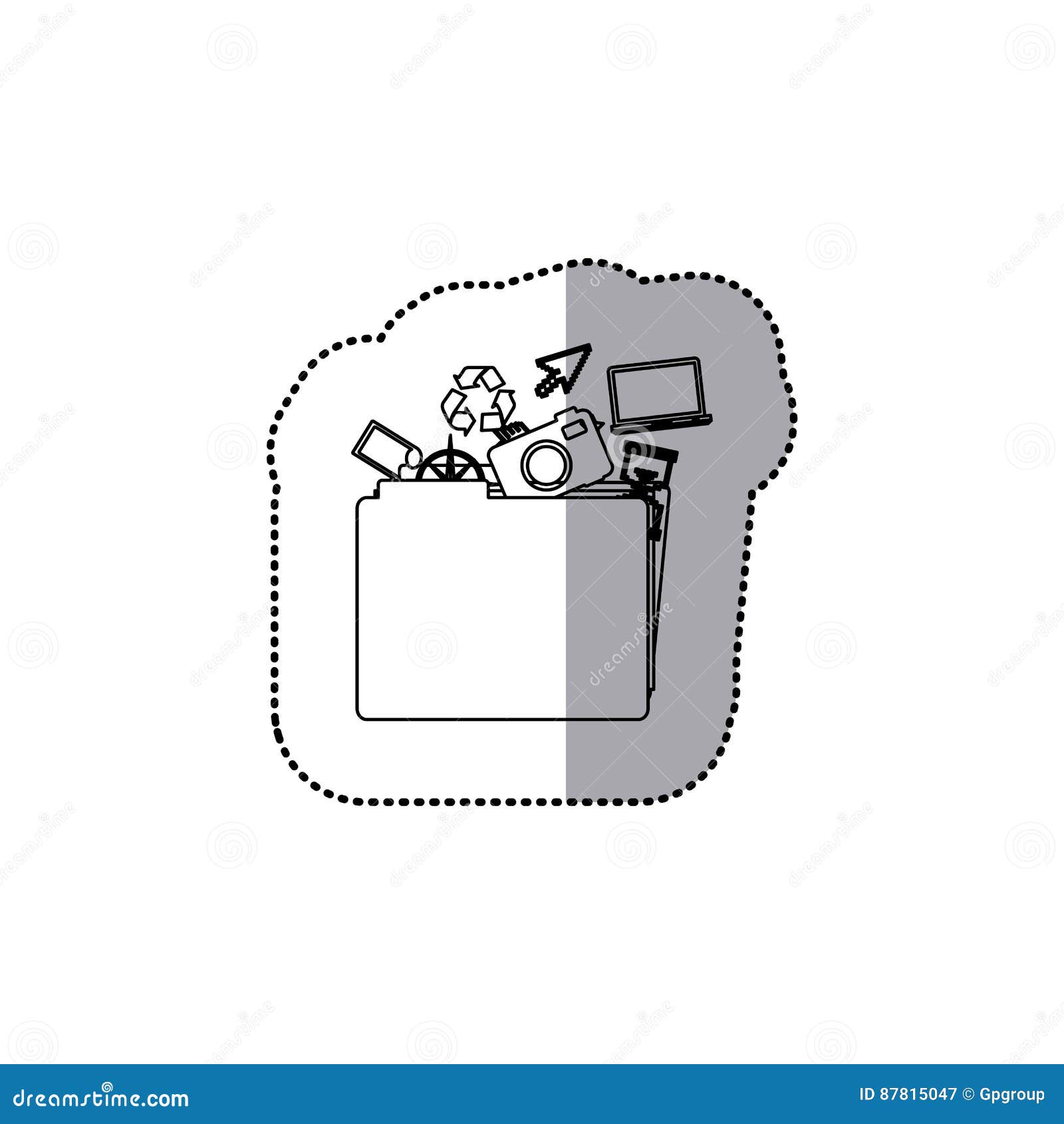 Sticker Monochrome Contour of Folder with Personal Files Stock ...