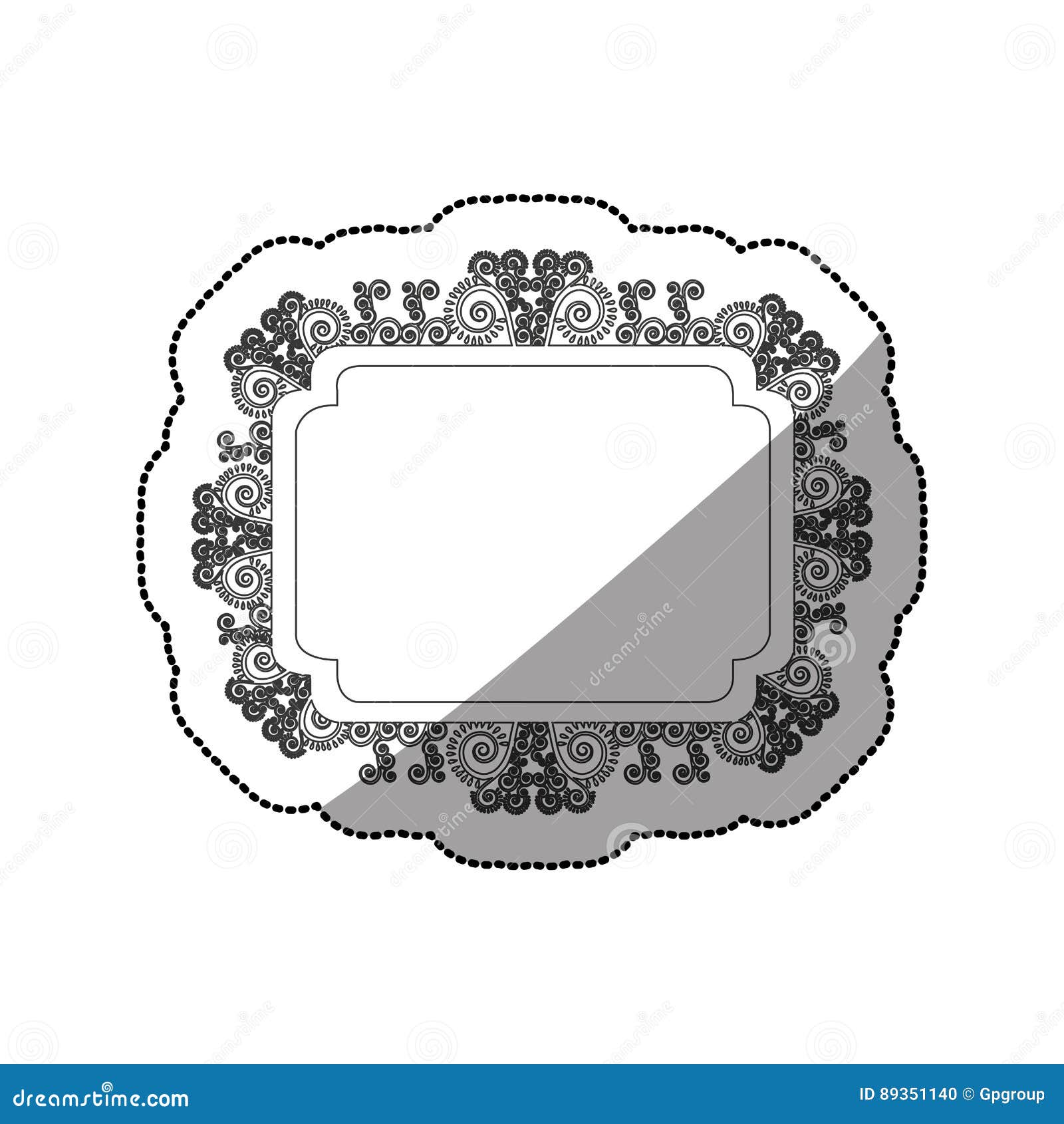 Sticker Monochrome Curved Rectangle Vintage Baroque Frame Stock ...