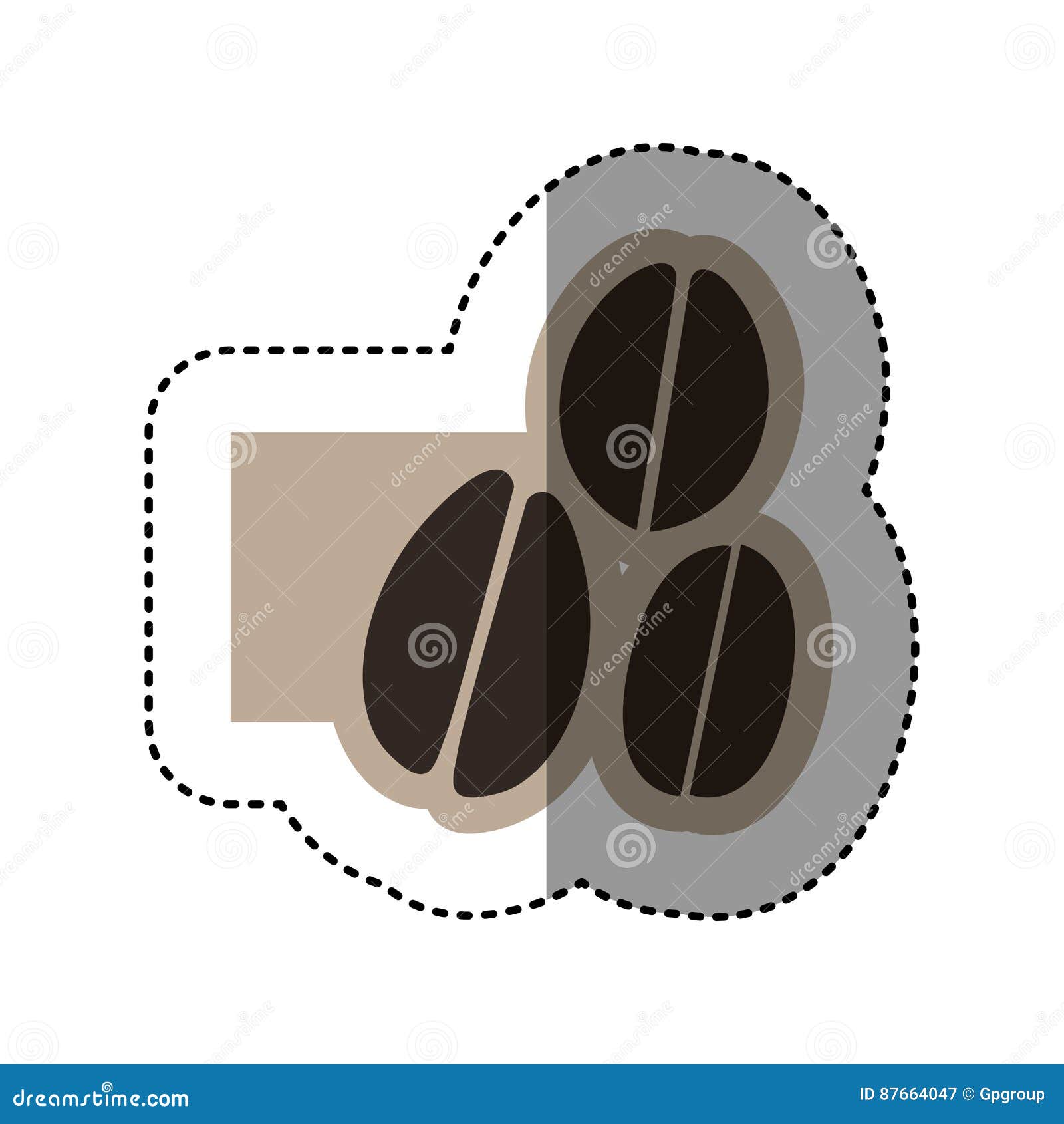 Sticker Monochrome Emblem with Coffee Beans Stock Illustration ...
