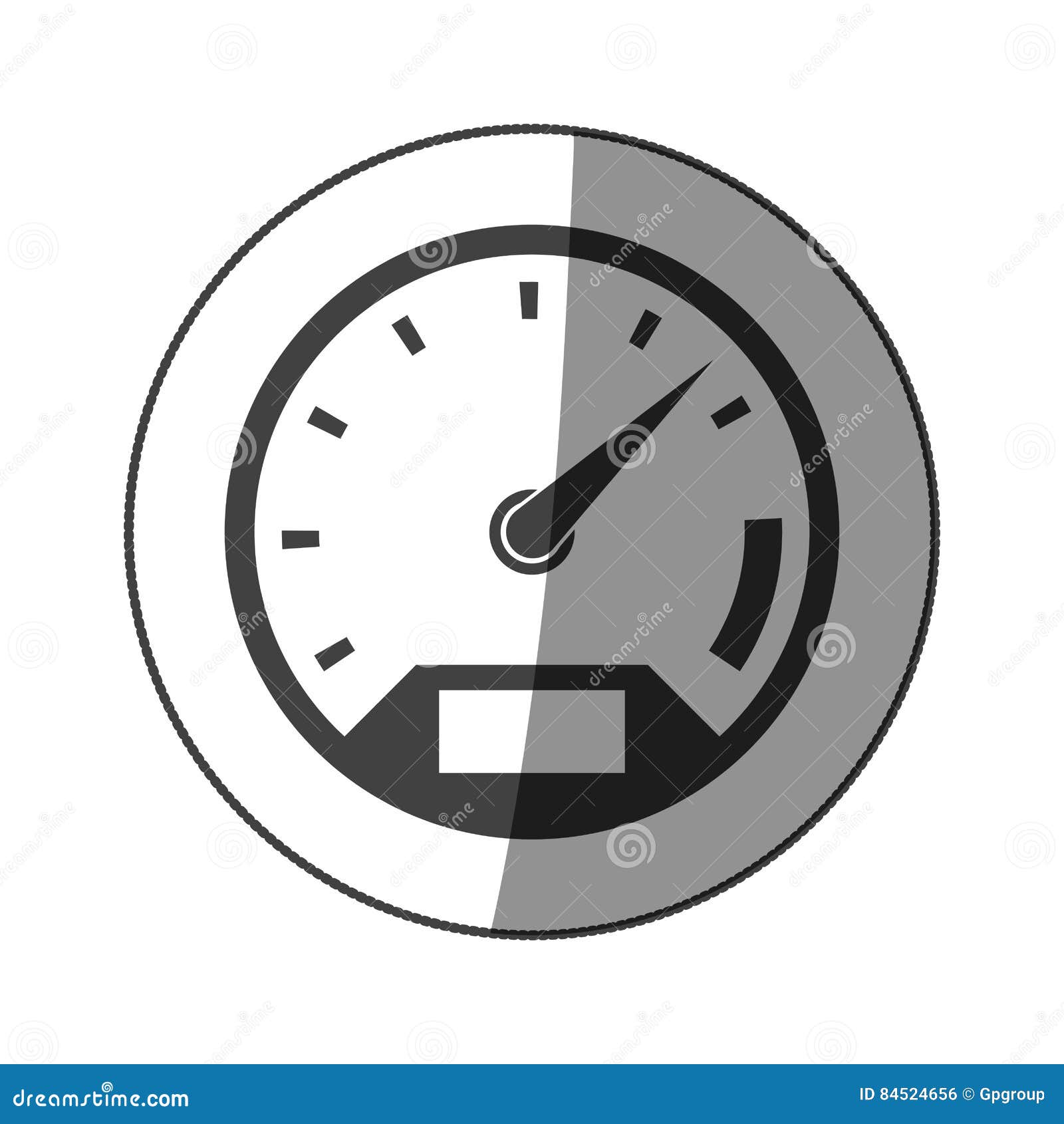 Sticker Monochrome Speedometer with Half Shaded Stock Vector ...