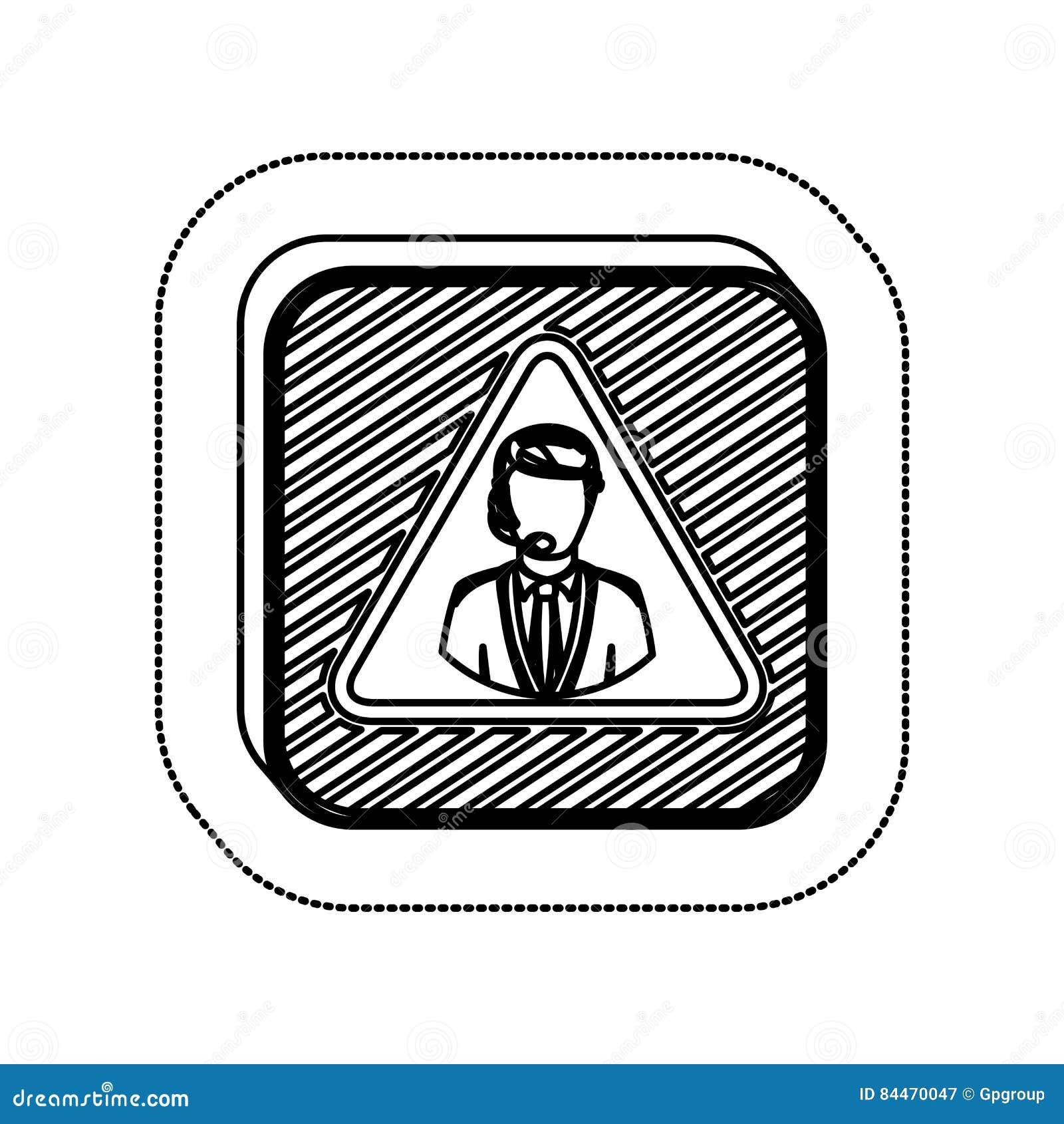Sticker Monochrome Square with Call Center Operator Stock Vector ...