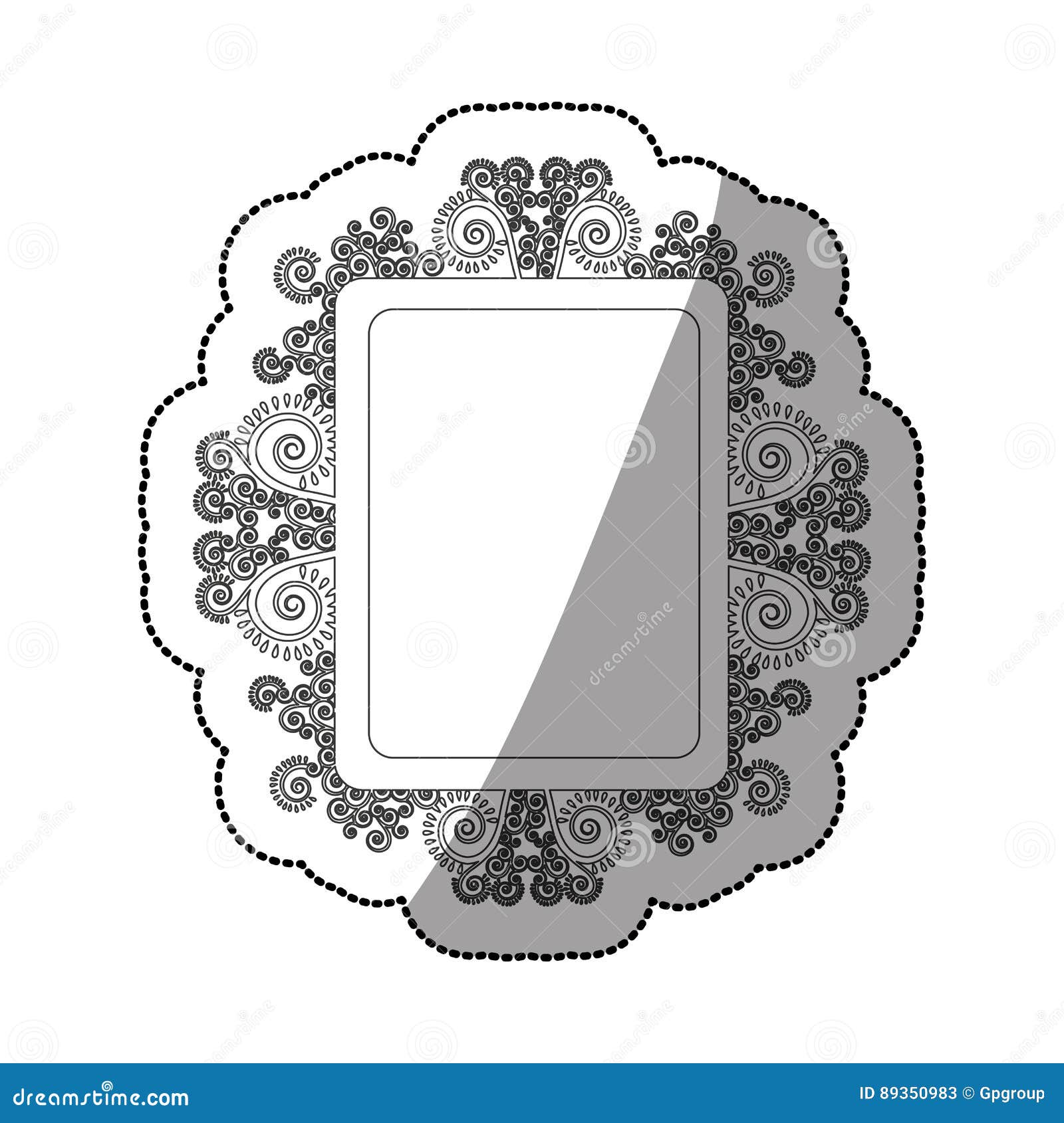Sticker Monochrome Square Vintage Baroque Frame Stock Illustration ...