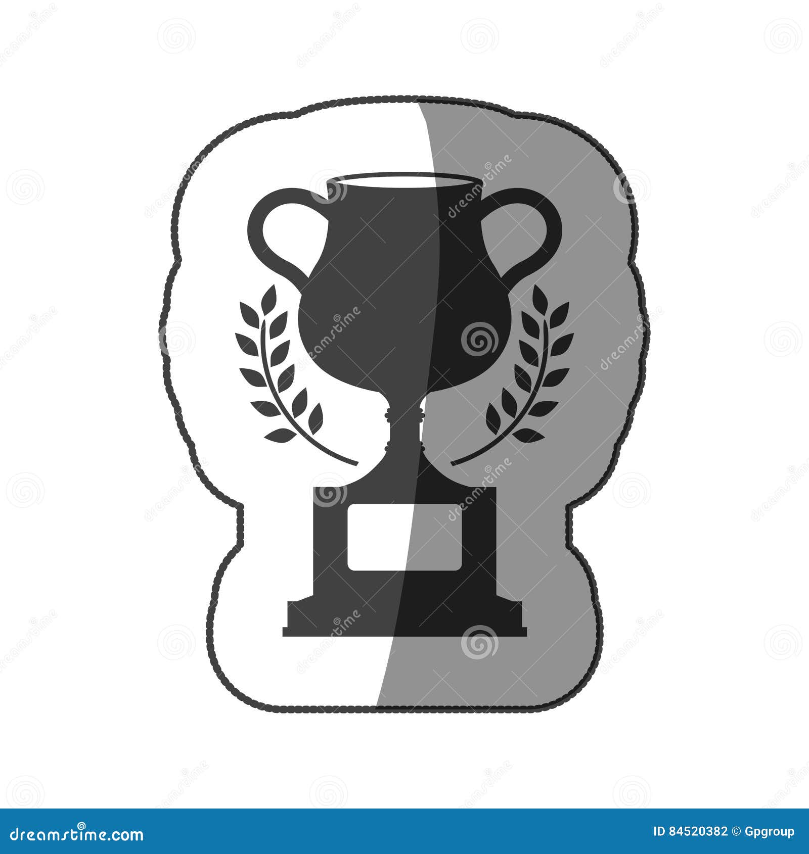 Sticker Monochrome Trophy Cup with Half Shaded and Olive Branchs Stock ...