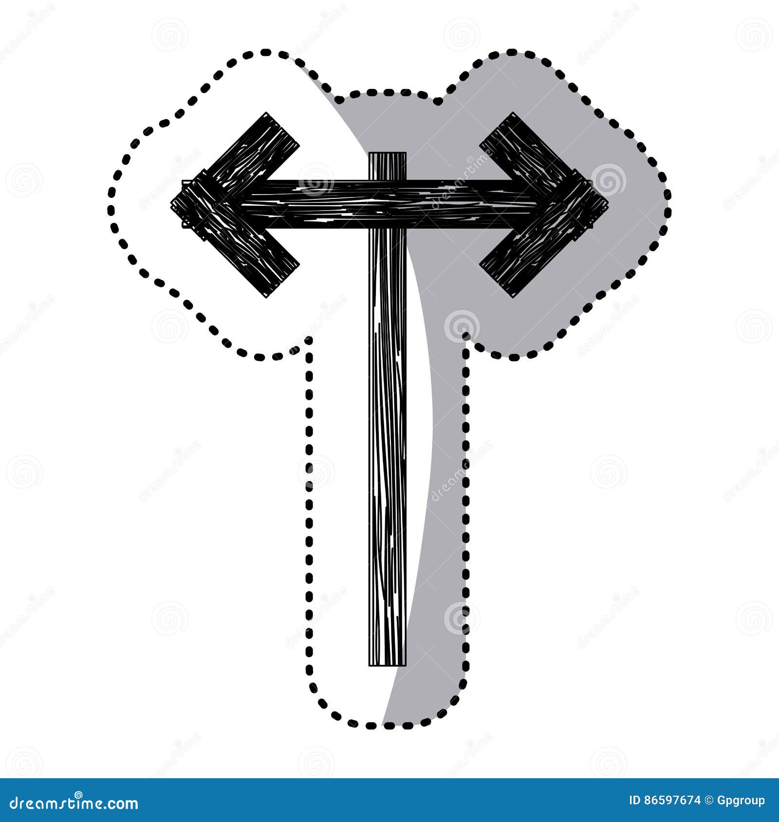 Sticker Monochrome Wooden Pointer Direction Path Stock Illustration ...