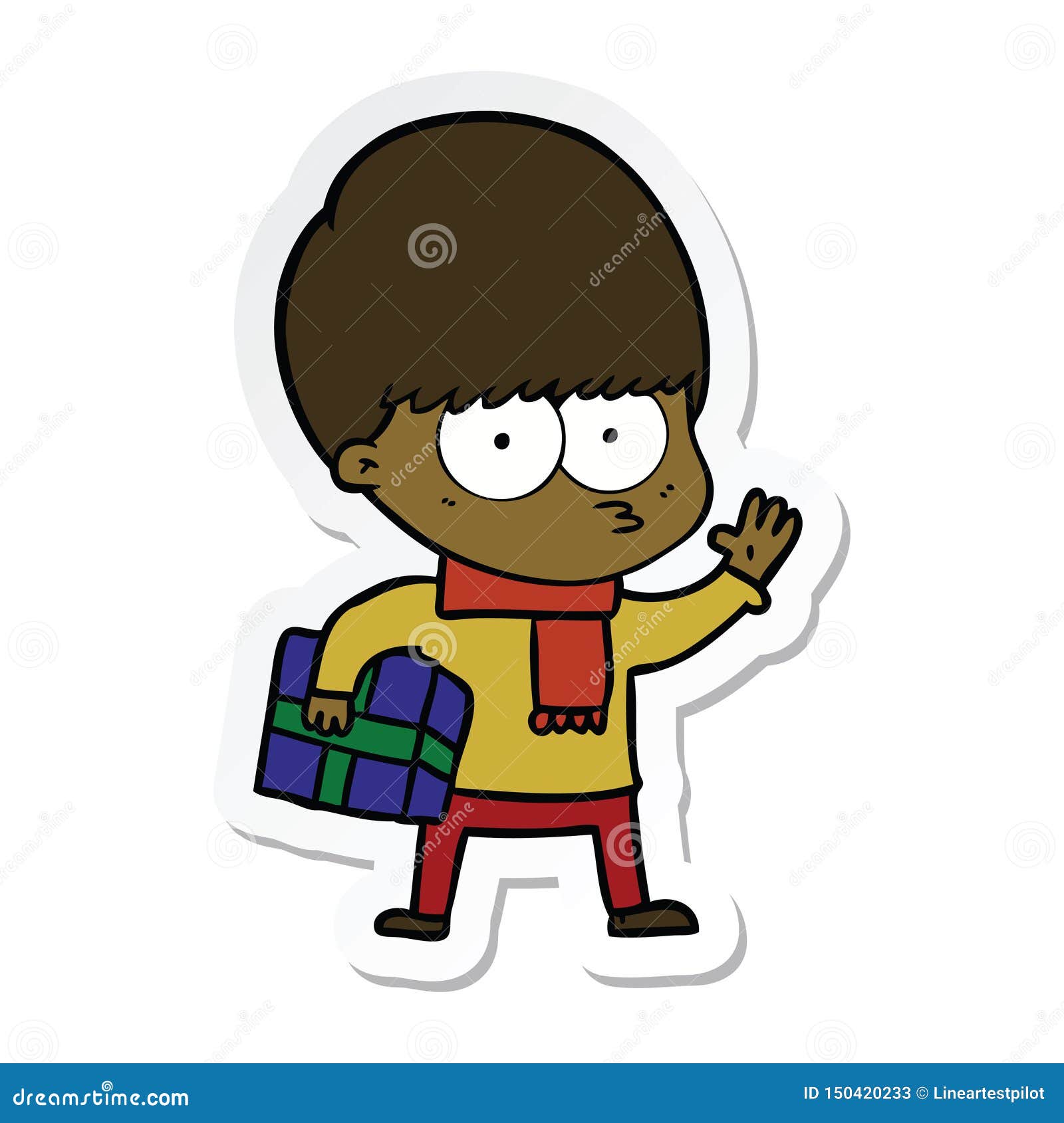 Sticker of a Nervous Cartoon Boy Stock Vector - Illustration of sticker ...