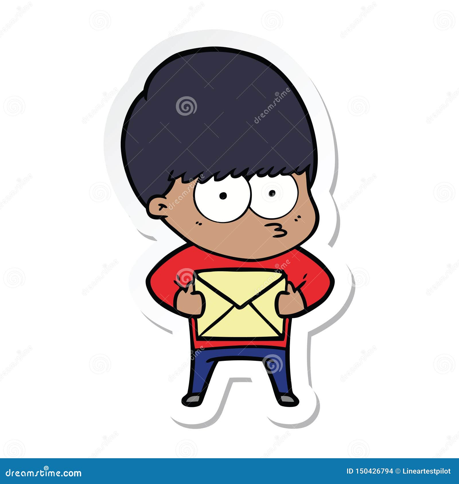 Sticker of a Nervous Cartoon Boy Stock Vector - Illustration of doodle ...