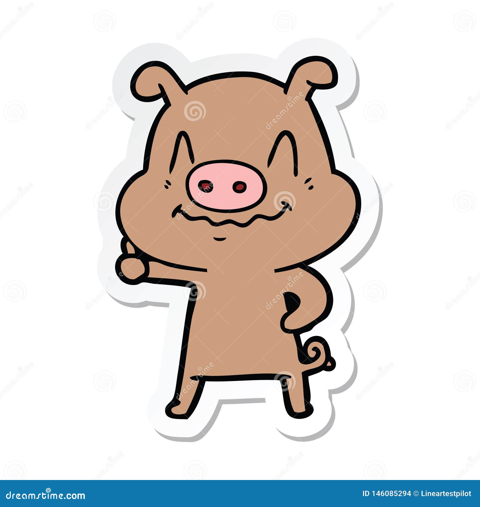 Sticker of a Nervous Cartoon Pig Stock Vector - Illustration of quirky ...