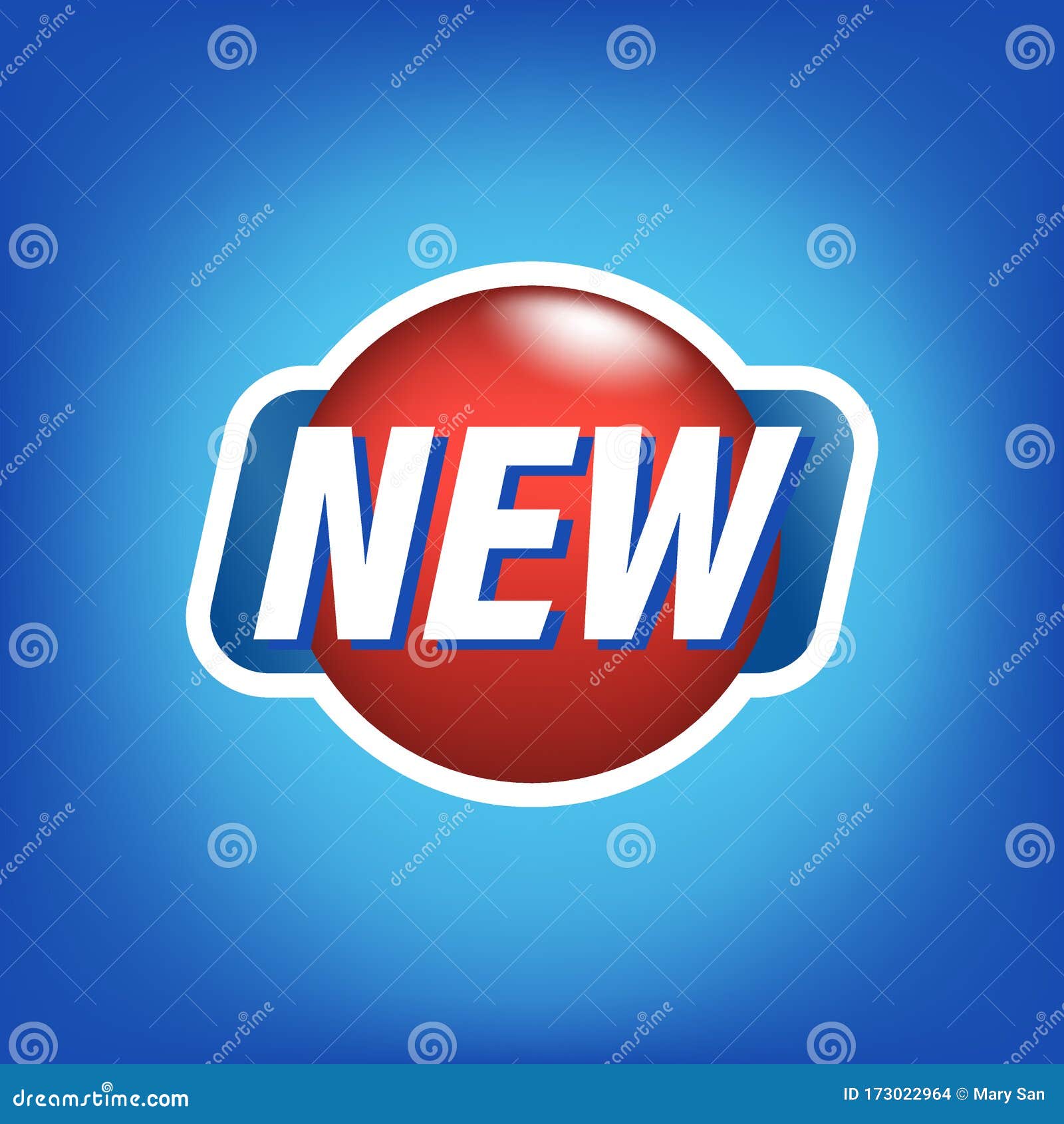 Sticker New Red with Blue Isolated on Blue Background, Vector ...