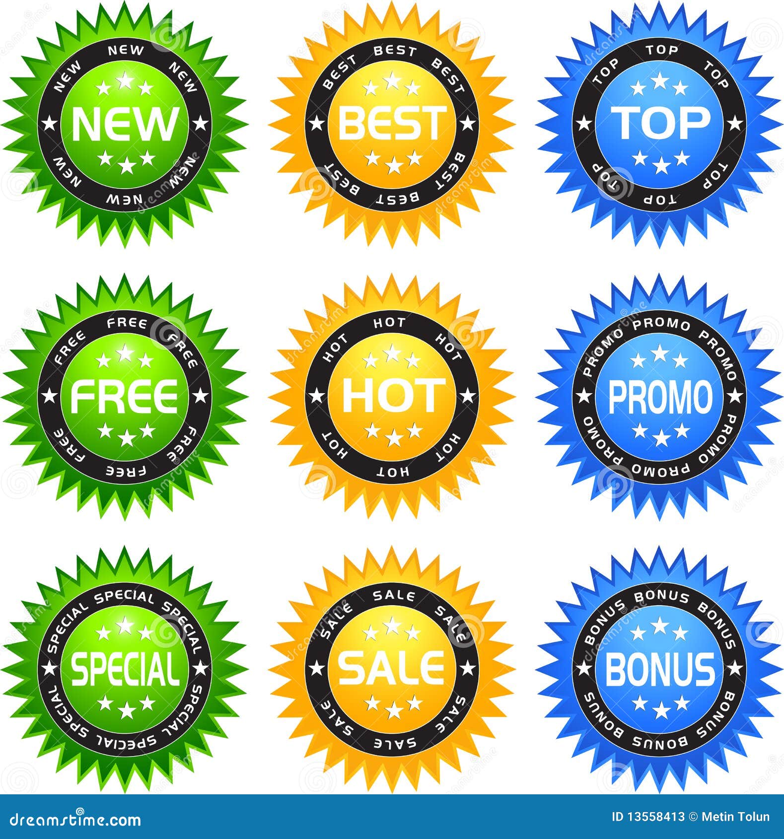 Sticker New Star Set stock vector. Illustration of isolated - 13558413