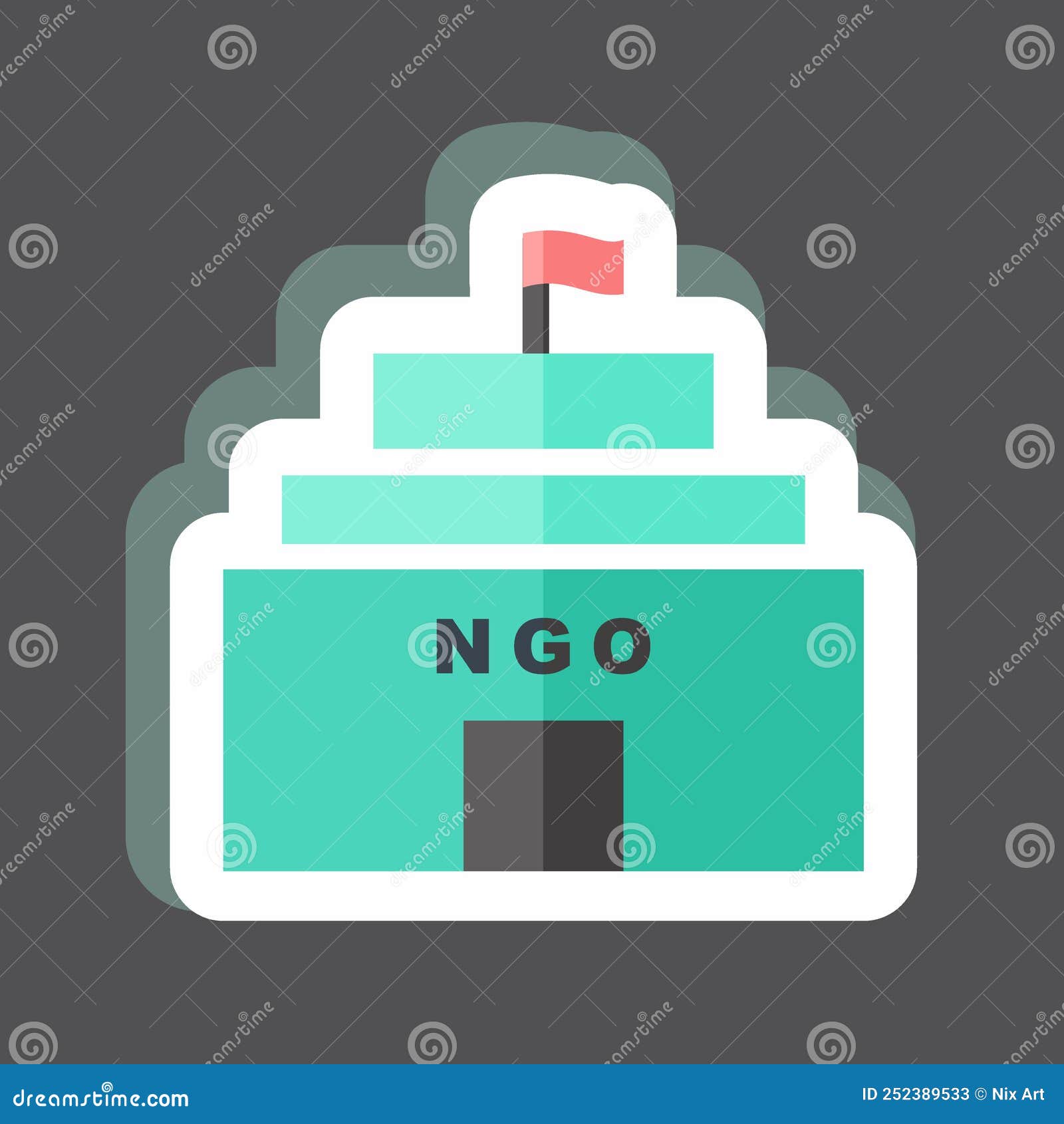 Sticker NGO Building. Suitable for Community Symbol. Simple Design ...