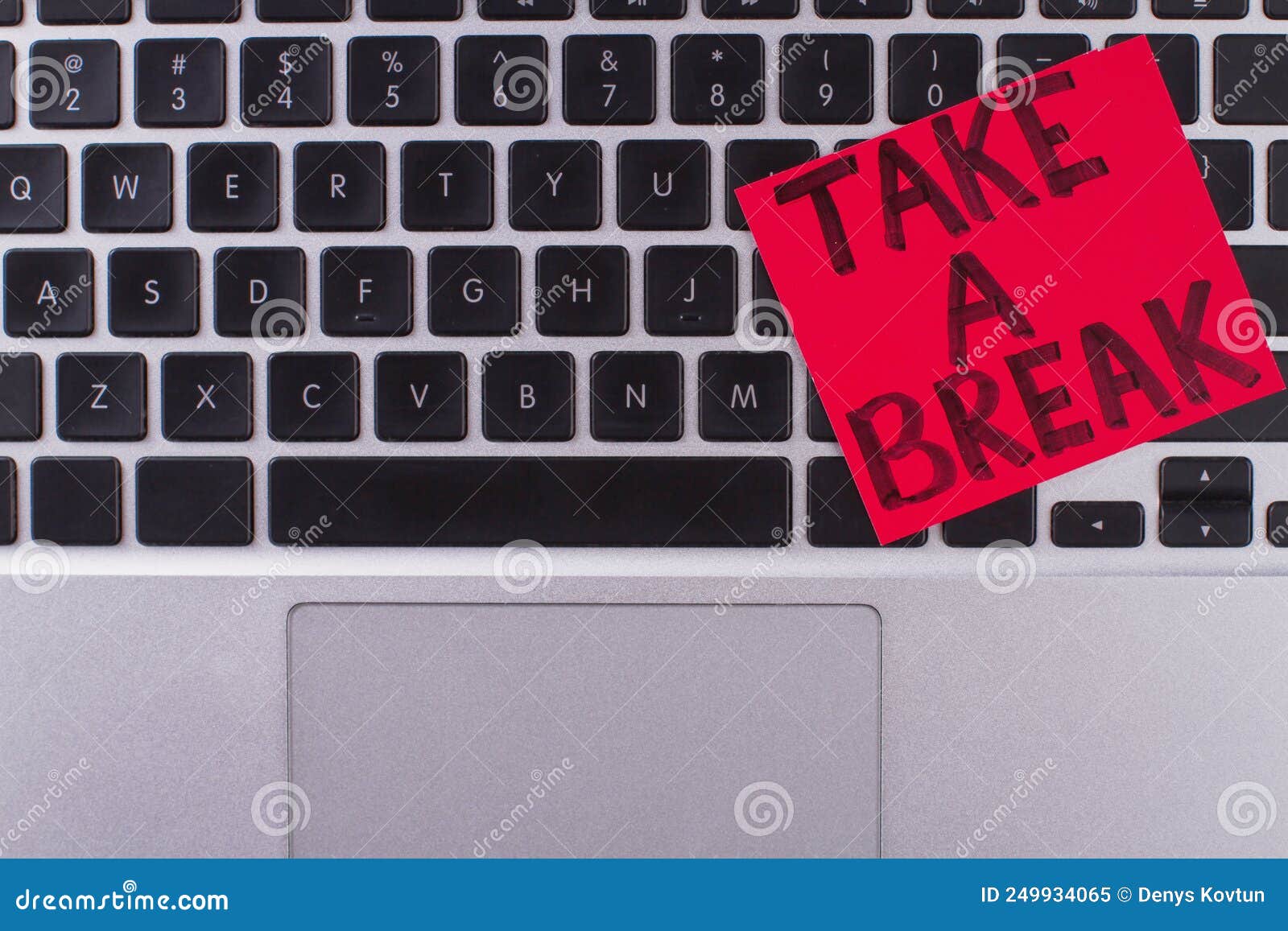 Sticker Note on Laptop Keyboard Saying Take a Break. Stock Image ...